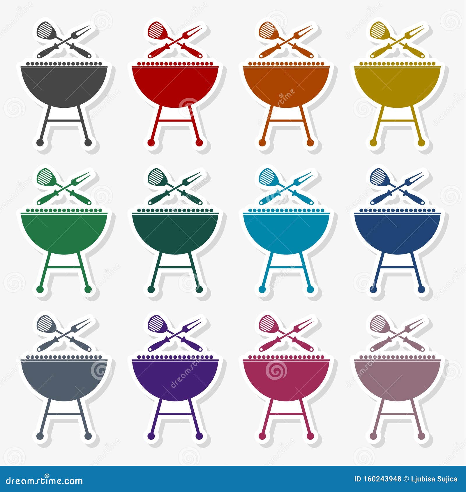 BBQ Vector Icon, Grilling Utensils Icon Flat Graphic Design Stock ...