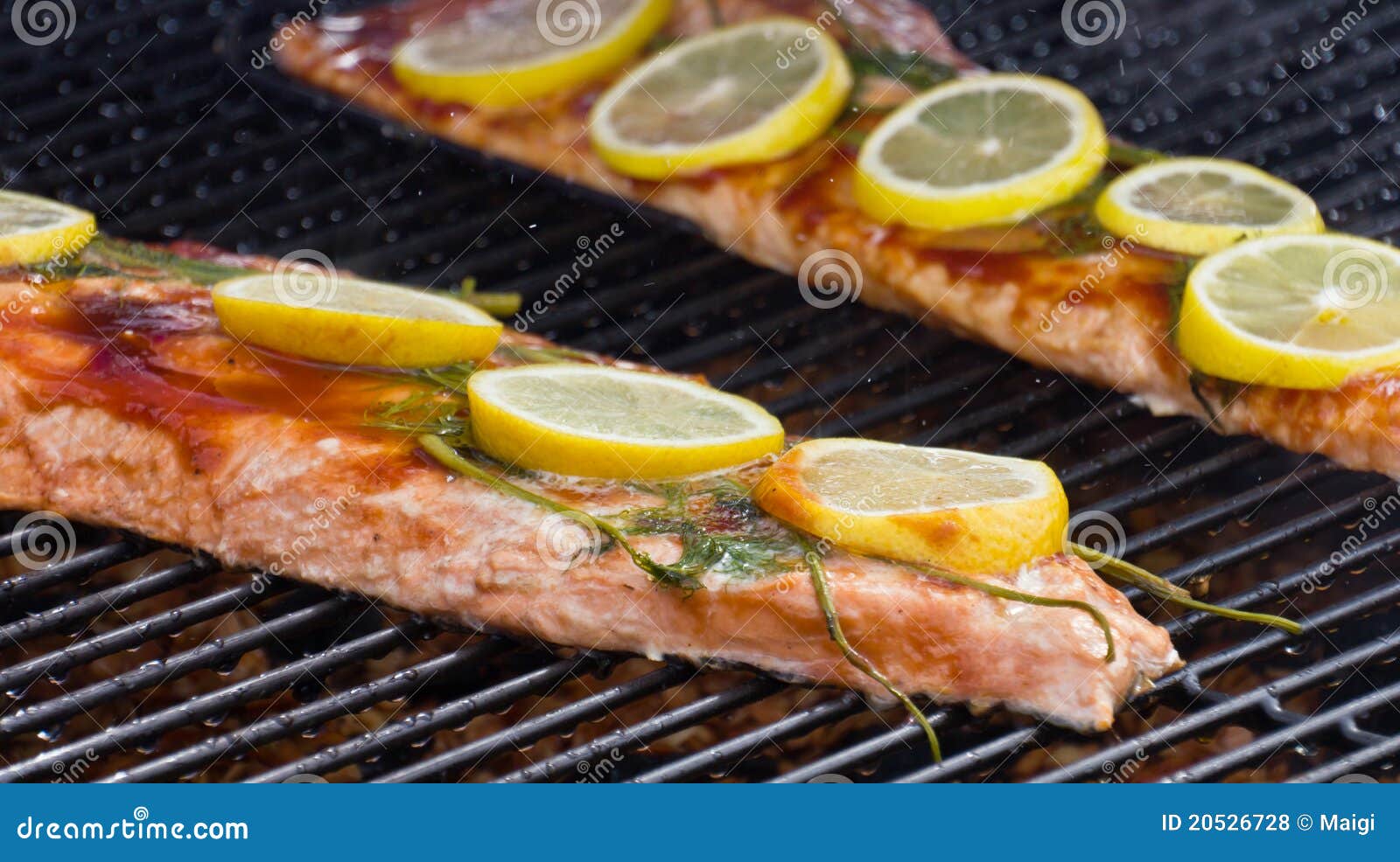 BBQ zalm stock foto. Image of gekookt, geroosterd, delicatesse - 20526728