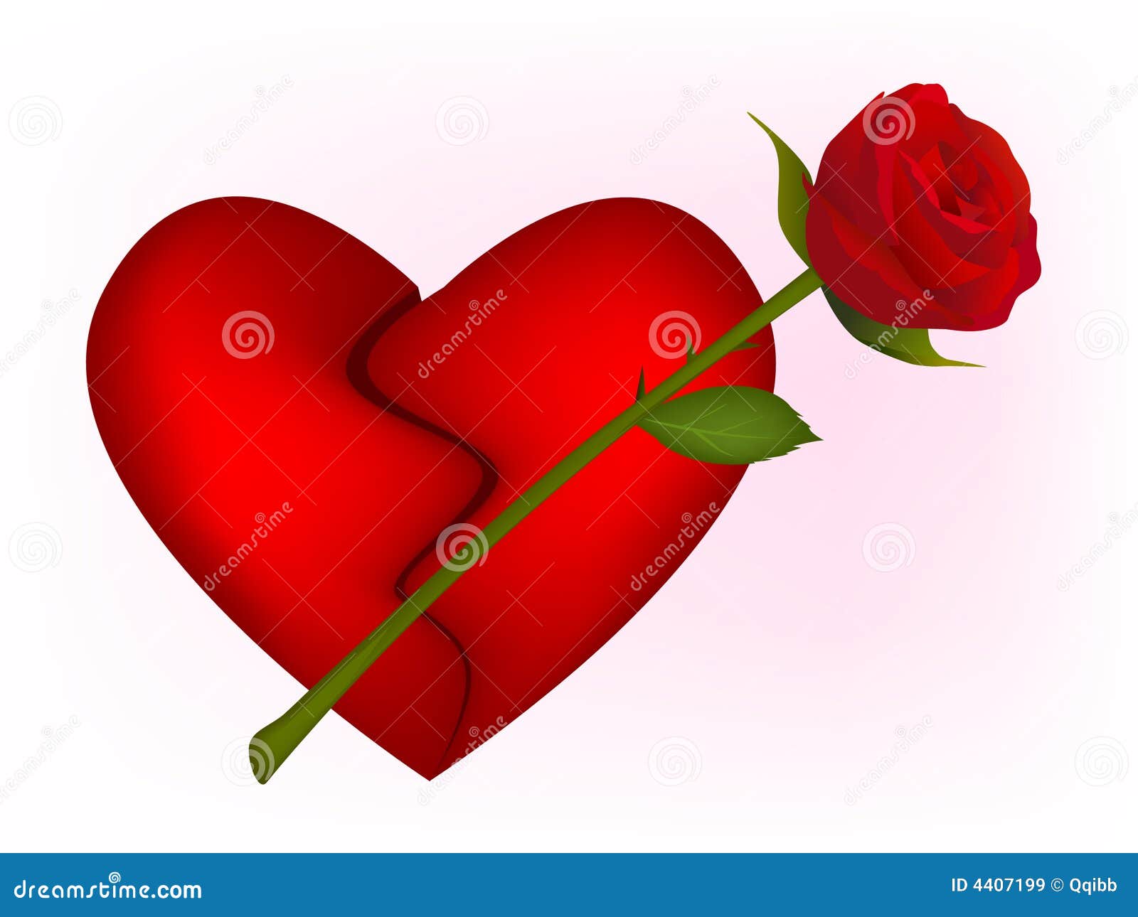 Bbroken heart and red rose stock vector. Illustration of heartbreak ...