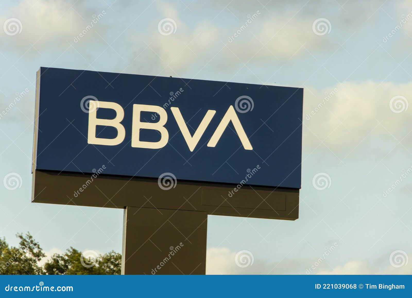 Blue BBVA Logo On BBVA Bank Branch Office Editorial Photo ...