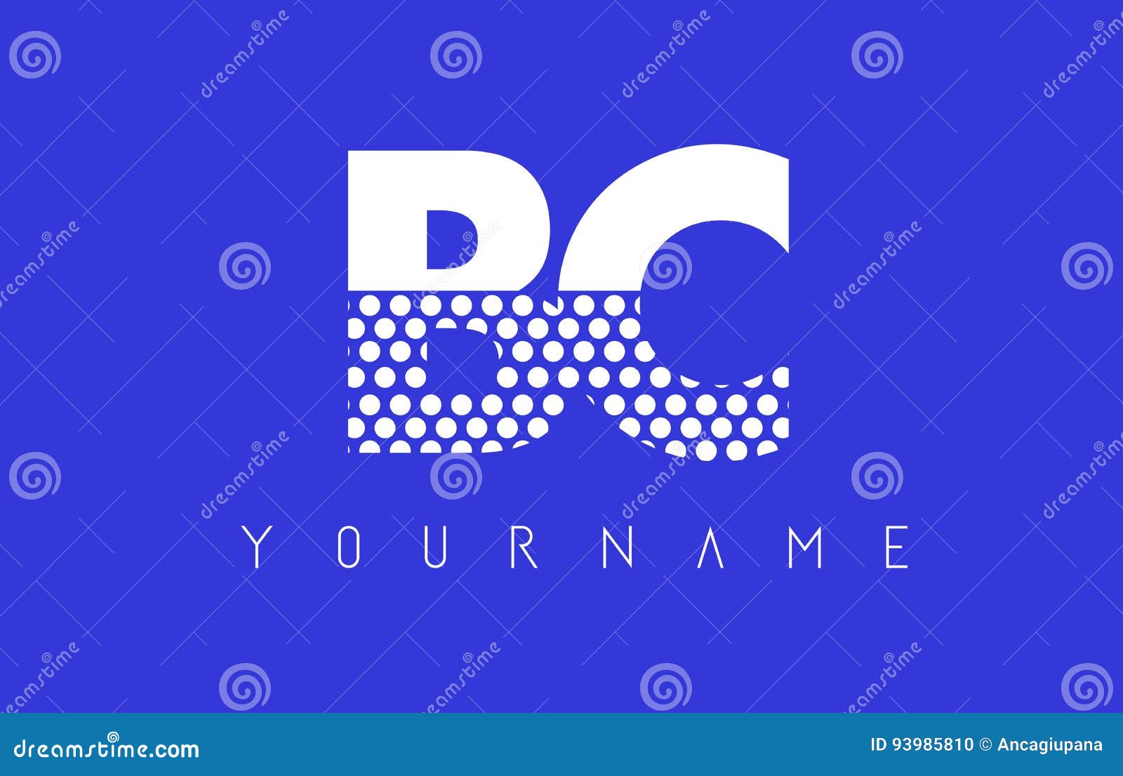 BC B C Dotted Letter Logo Design with Blue Background. Stock Vector ...