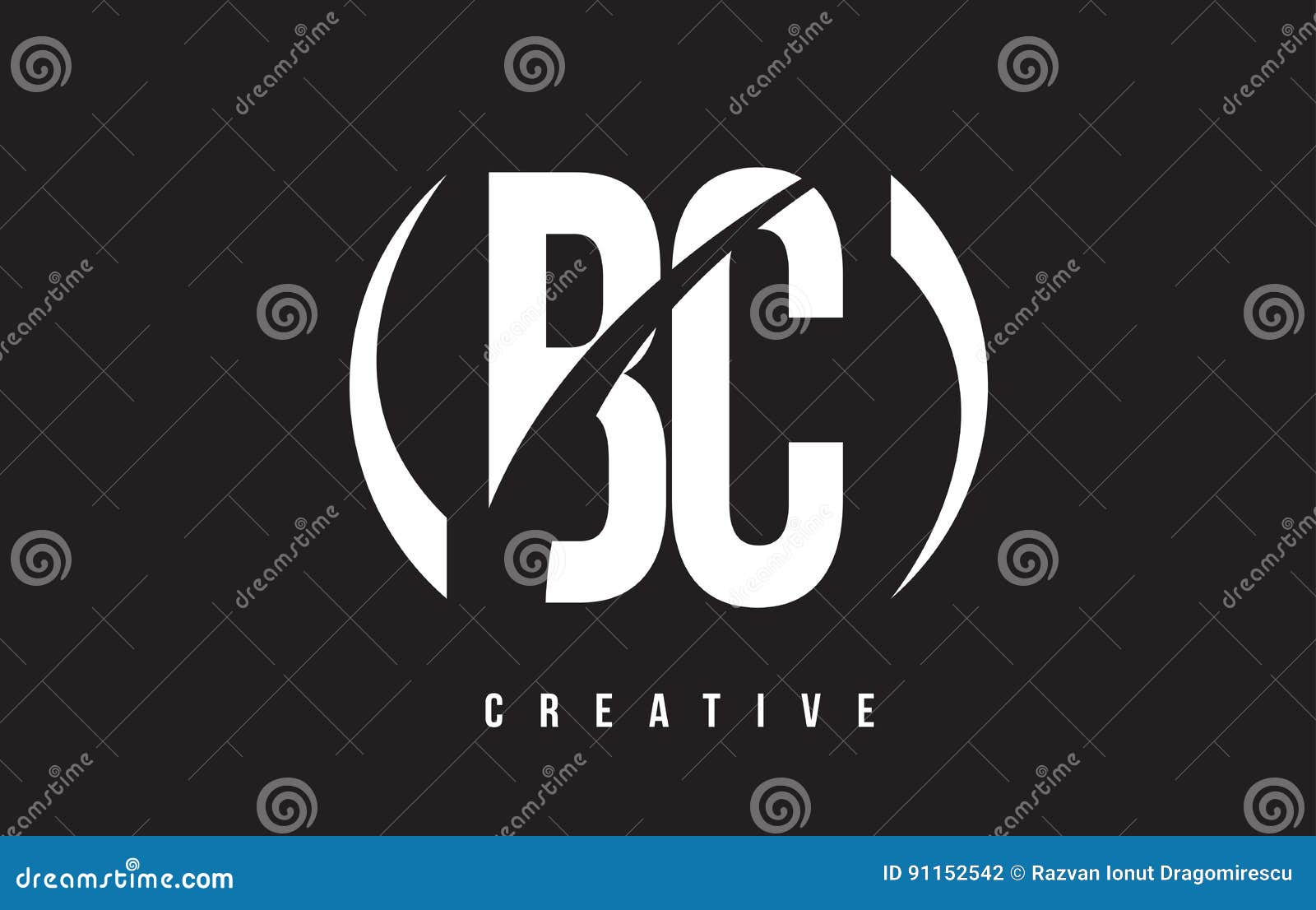 BC B C White Letter Logo Design with Black Background. Stock Vector ...