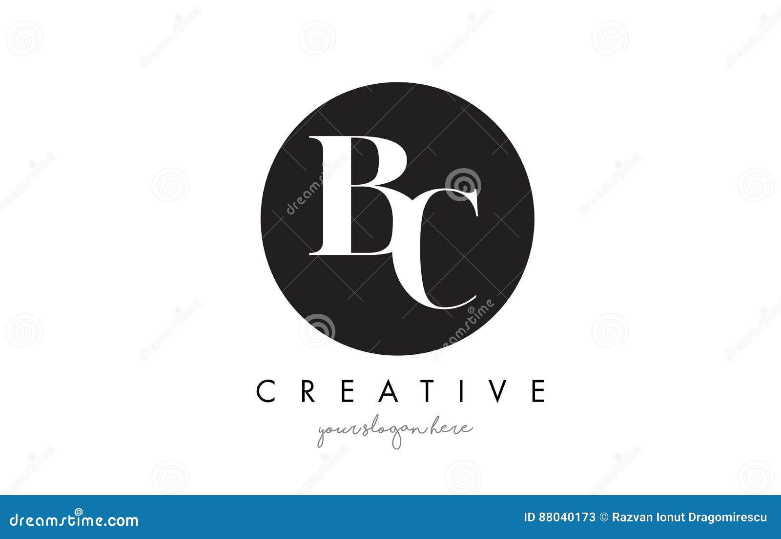 BC Letter Logo Design with Black Circle and Serif Font. Stock Vector ...