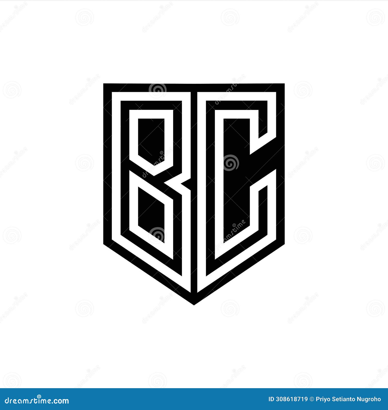 BC Logo Monogram Shield Geometric White Line Inside Black Shield Color ...