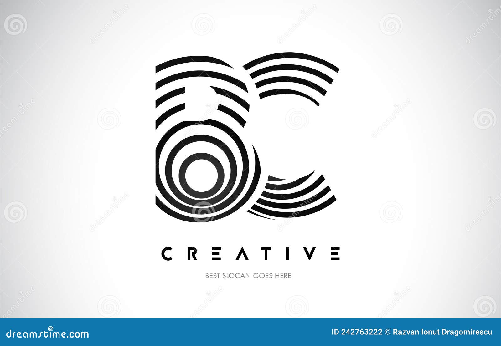 BC Lines Warp Logo Design. Letter Icon Made with Black Circular Lines ...