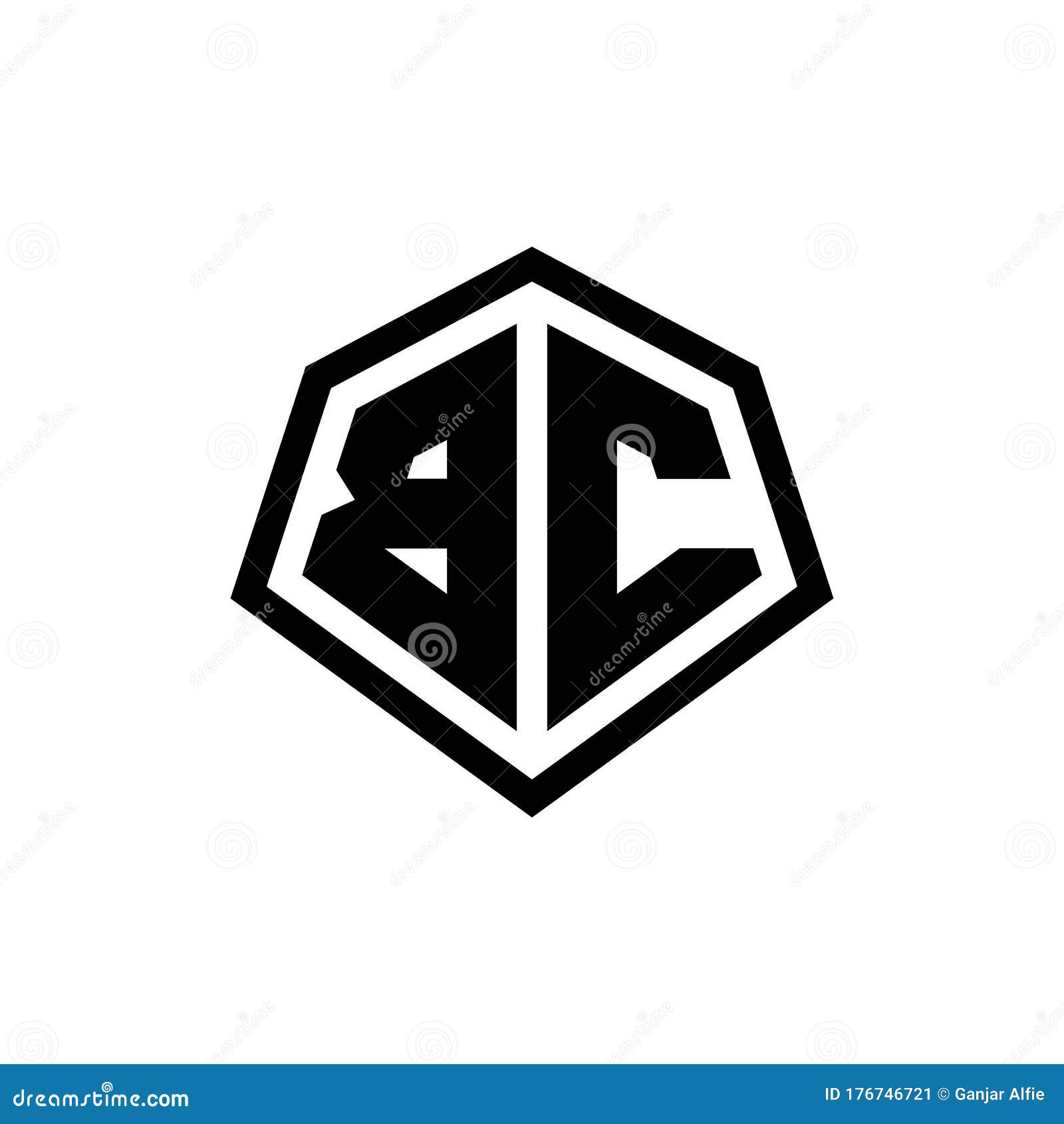 BC Monogram Logo with Hexagon Shape and Line Rounded Style Design ...
