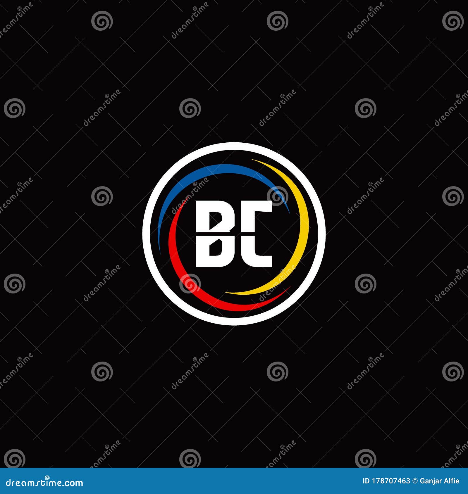 BC Monogram Logo Isolated on Circle Shape with 3 Slash Colors Rounded ...