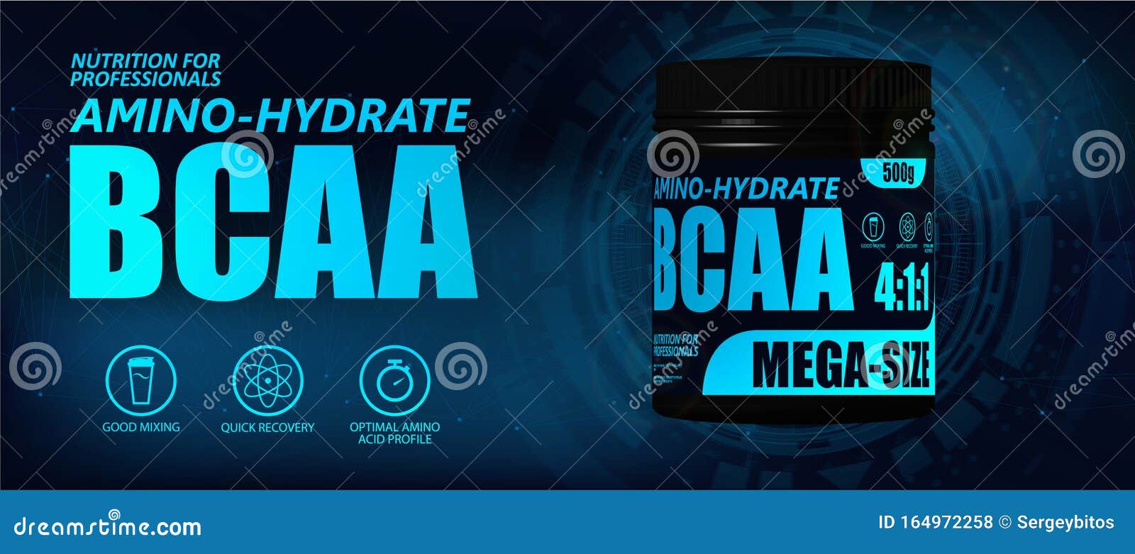 BCAA Container with Hi-tech Background Stock Vector - Illustration of ...