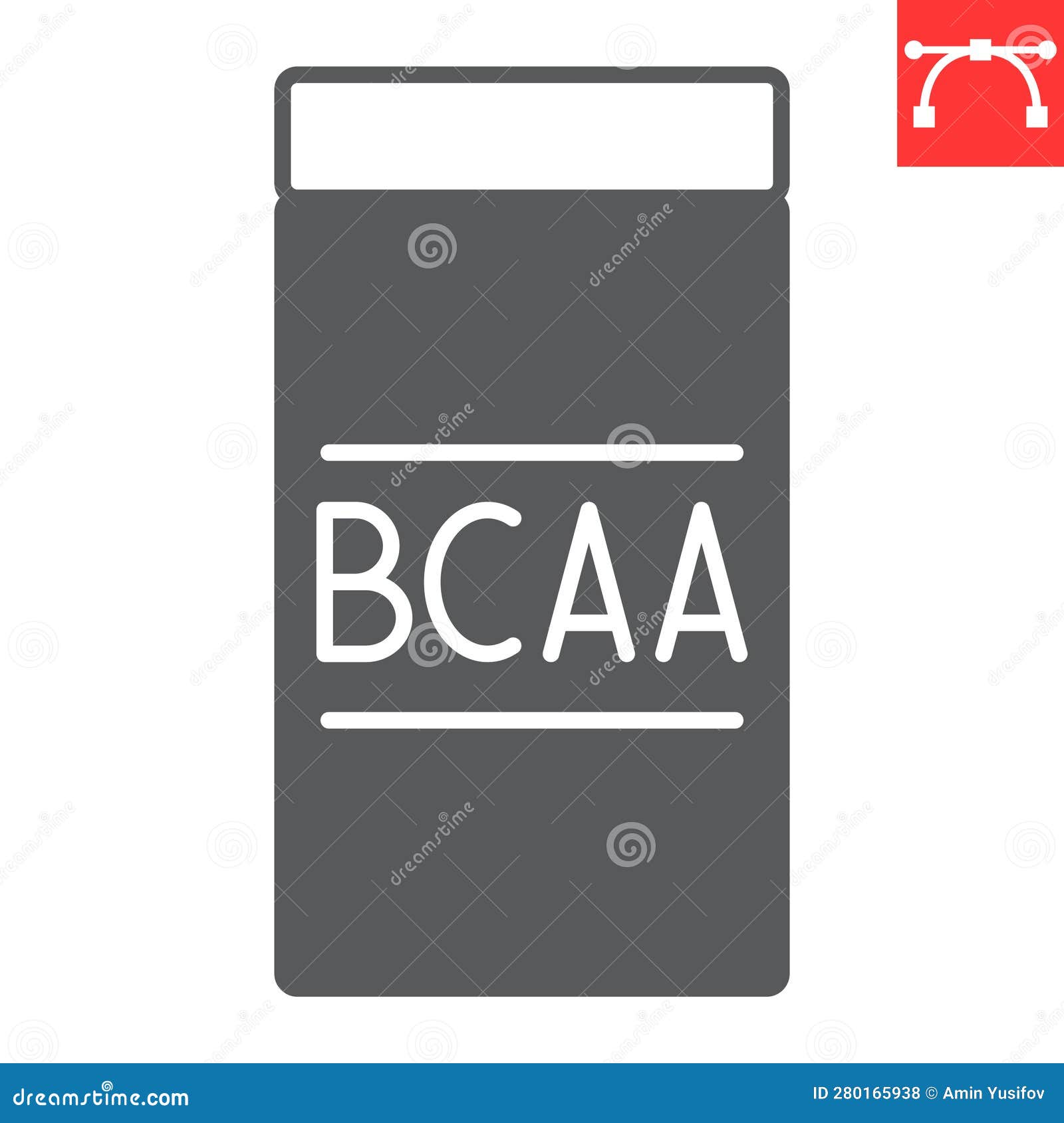 BCAA glyph icon stock vector. Illustration of shaker - 280165938