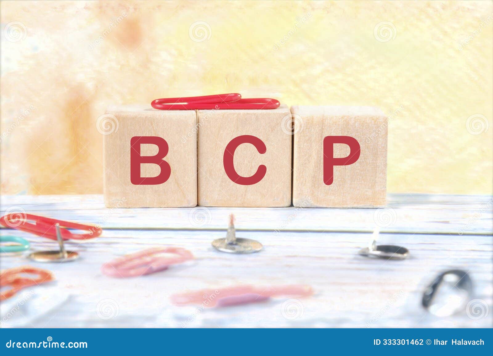 BCP Business Continuity Plan. BCP Assembled from Cubes on a Yellow ...