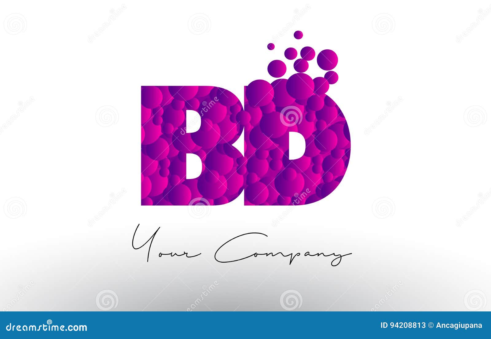 BD B D Dots Letter Logo with Purple Bubbles Texture. Stock Vector ...