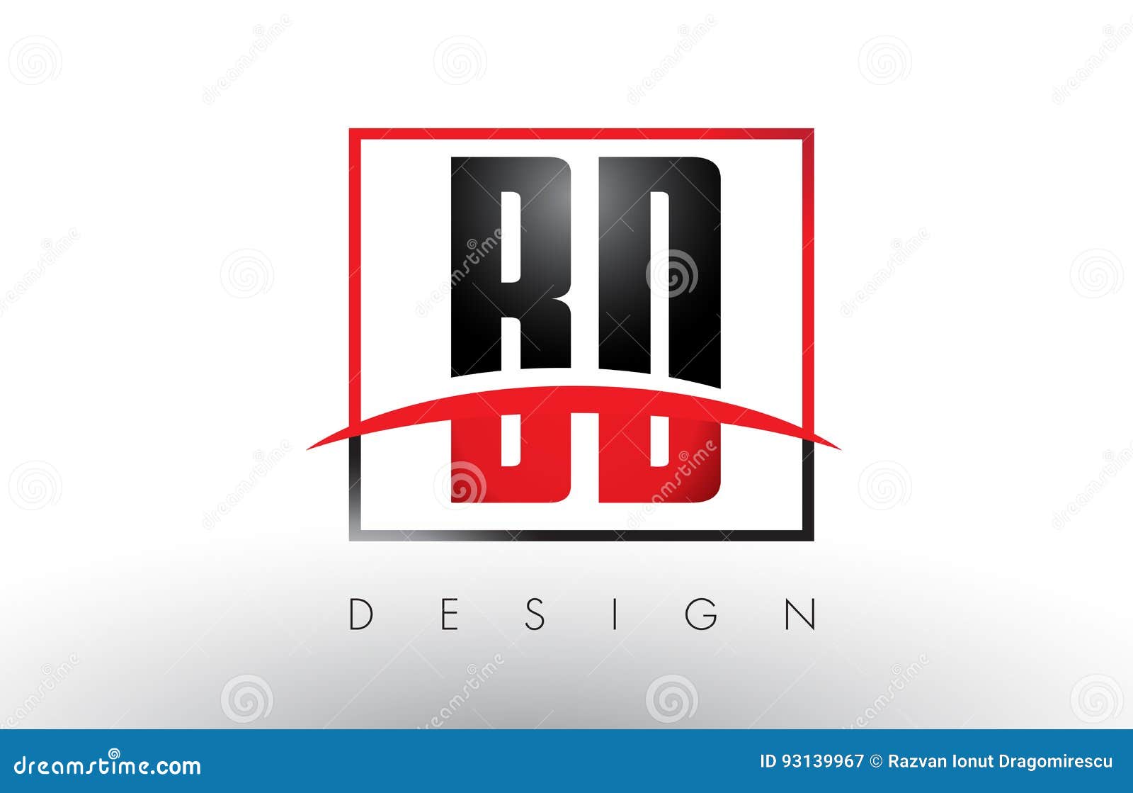 BD B D Logo Letters With Red And Black Colors And Swoosh. Cartoon ...