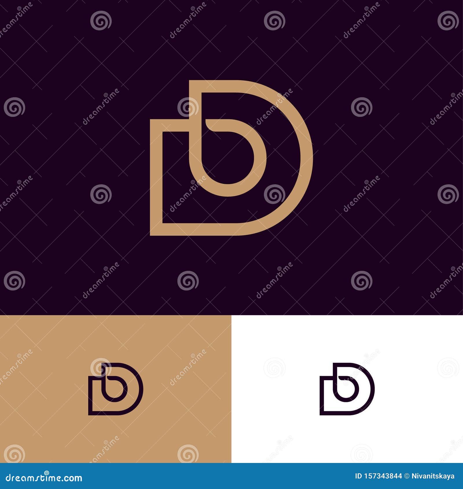 BD Logo. B and D Golden Monogram. Original Symbol on Black Background ...