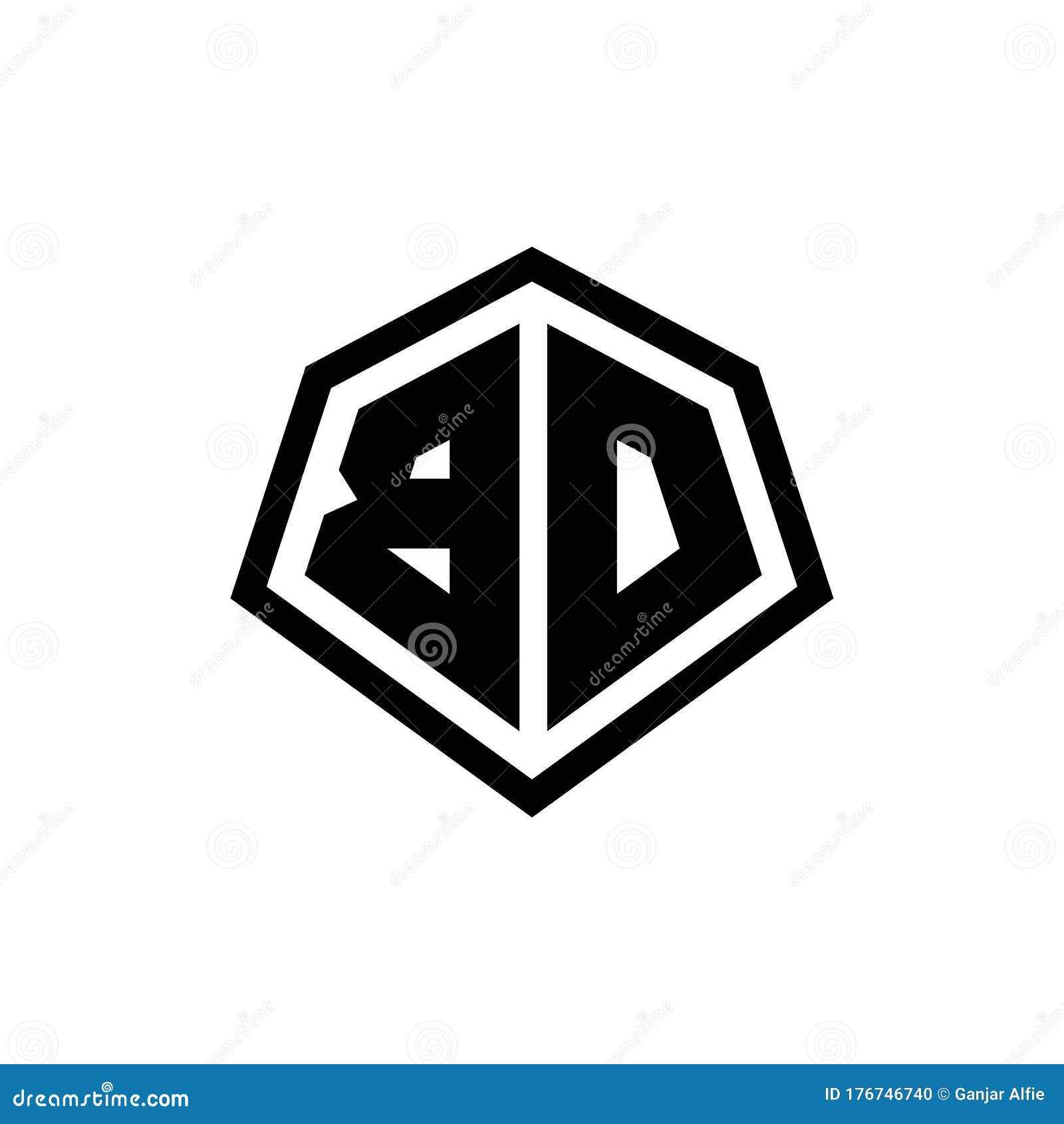 BD Monogram Logo with Hexagon Shape and Line Rounded Style Design ...