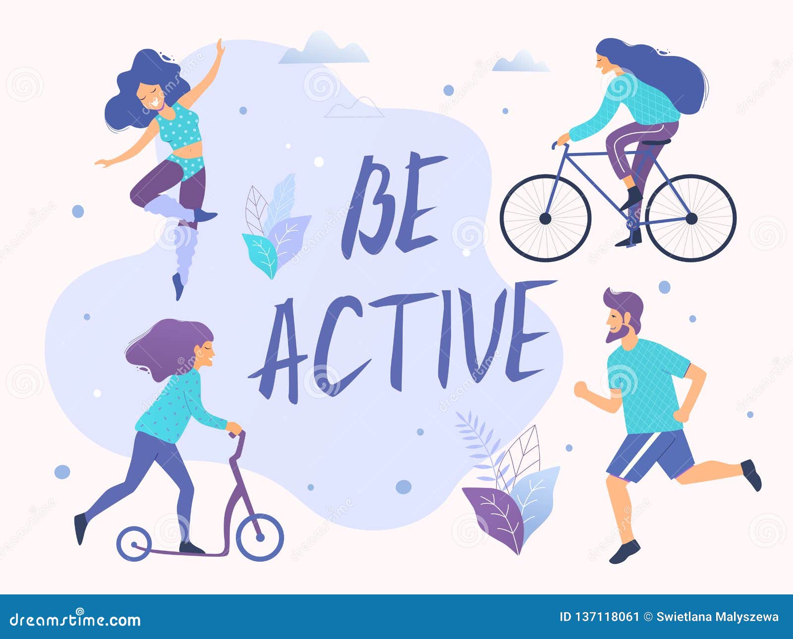 Be Active Vector Illustration. Healthy Active Lifestyle Stock ...