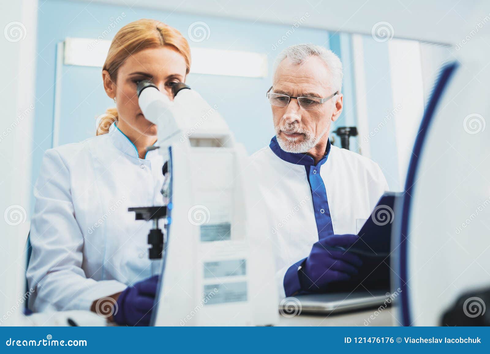 Serious Scientist Looking at Working Process Stock Photo - Image of ...