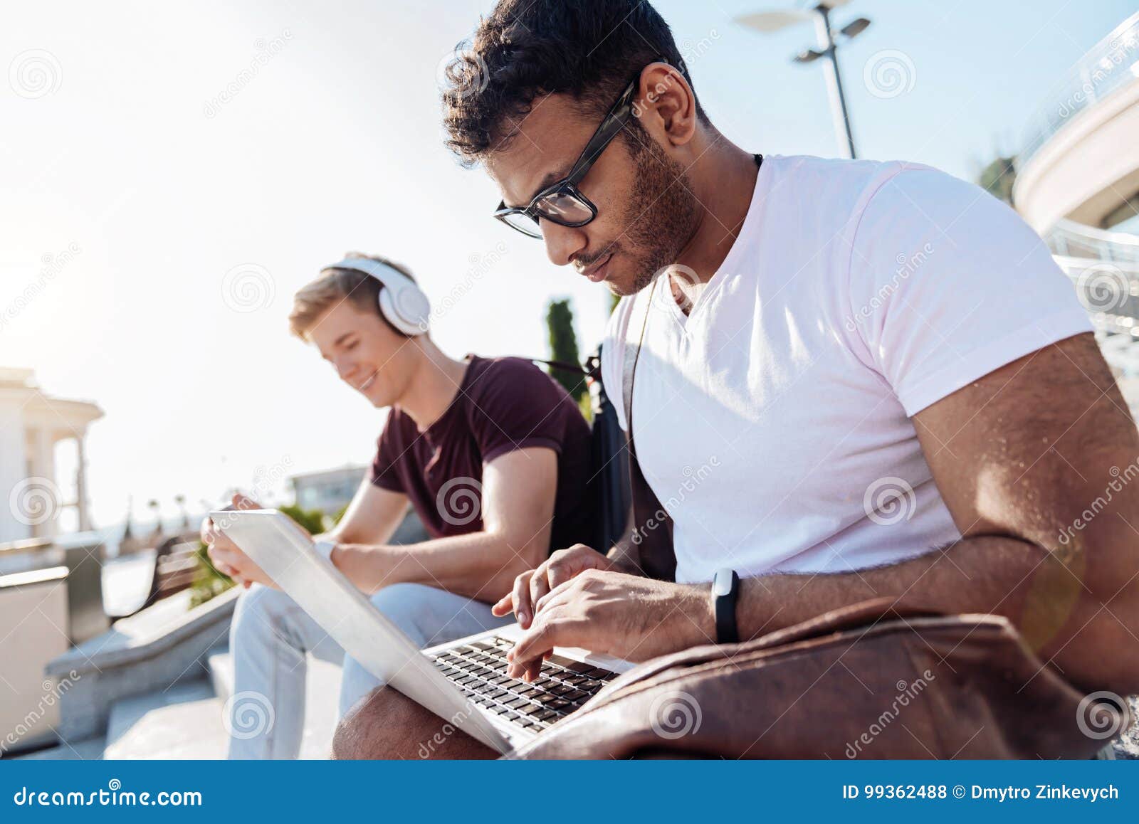 Serious Man Working at His Project Stock Photo - Image of campus ...