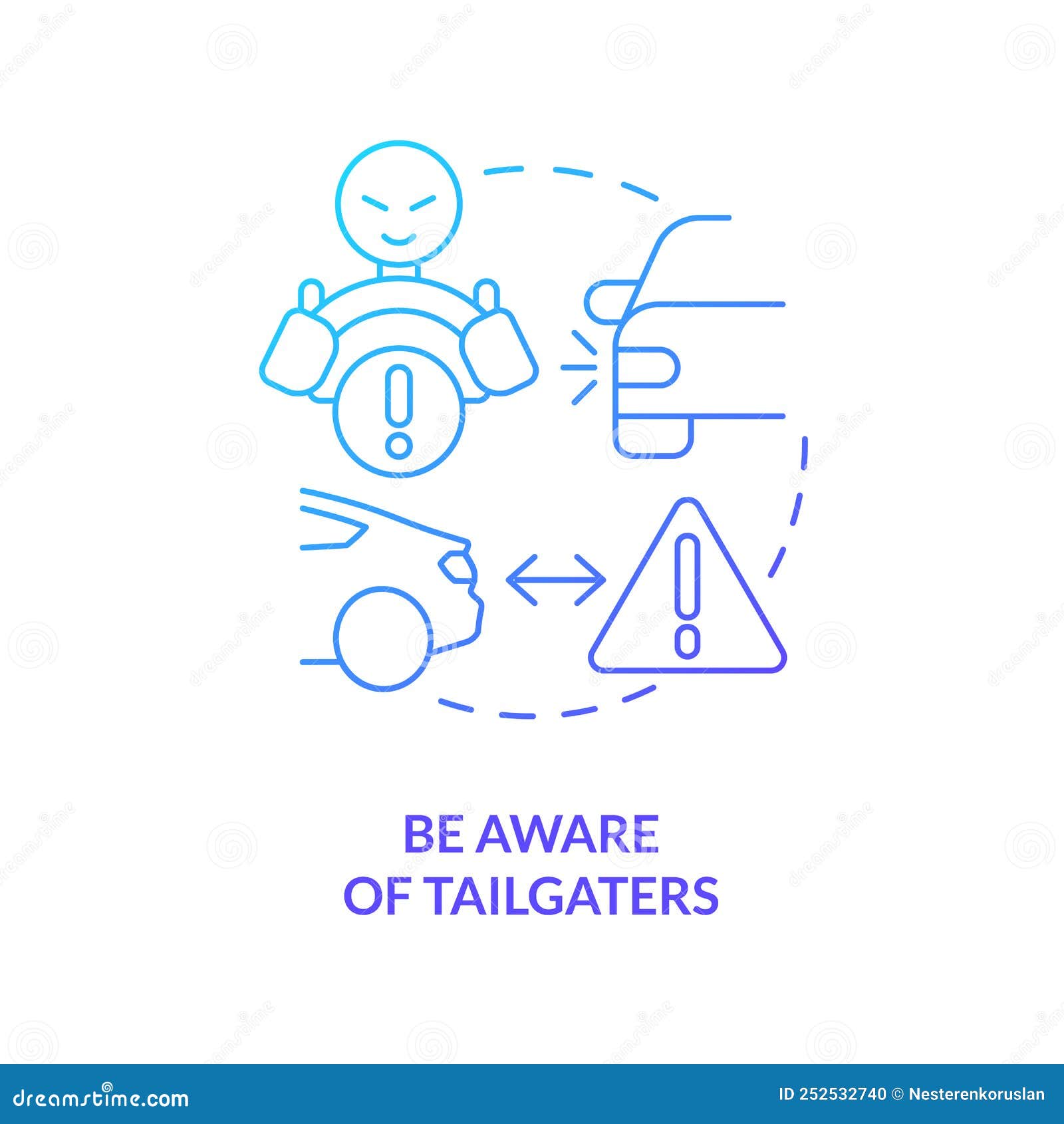 Be Aware Of Tailgaters Blue Gradient Concept Icon Vector Illustration ...