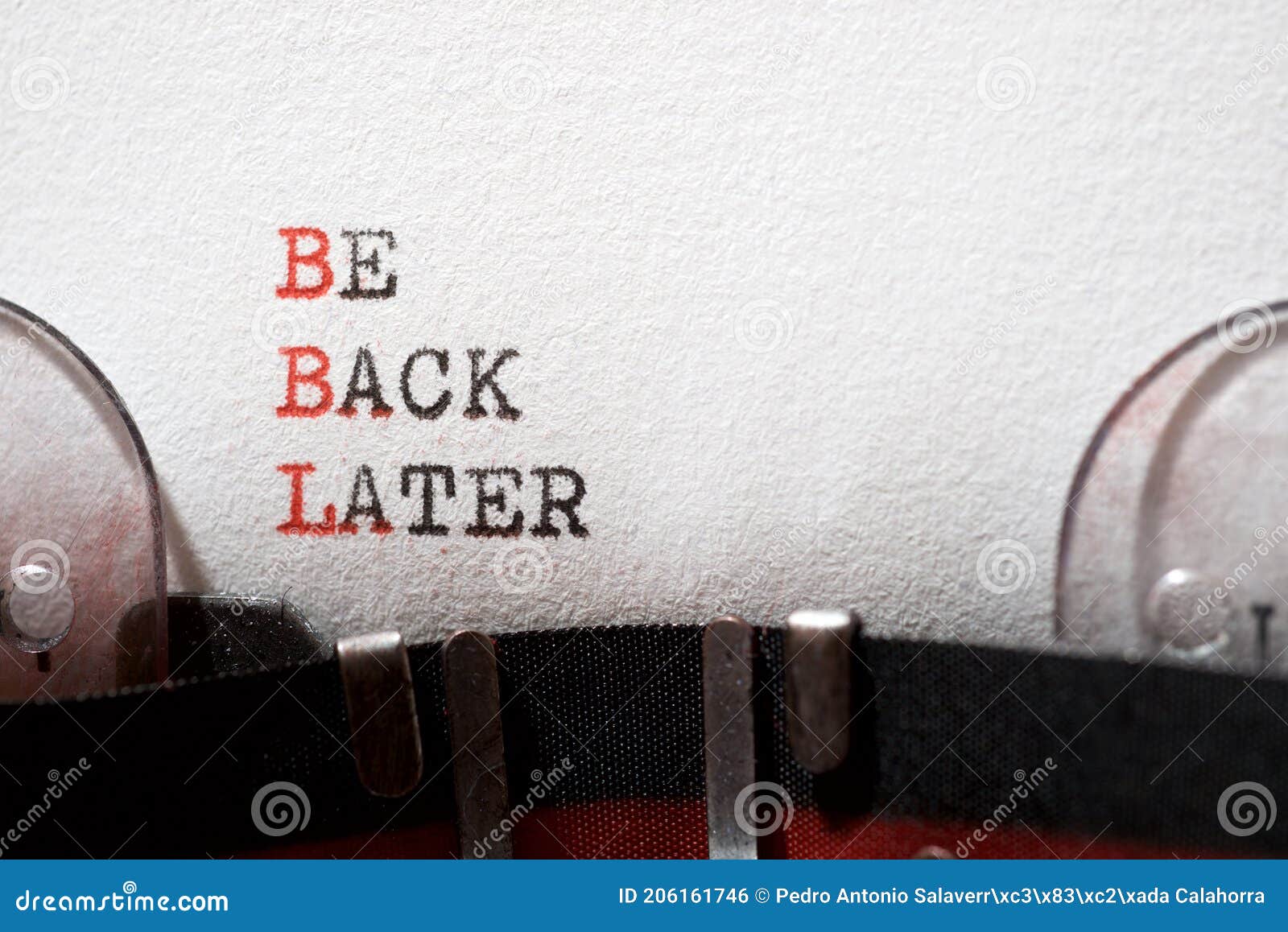 Be back later phrase stock photo. Image of conceptual - 206161746