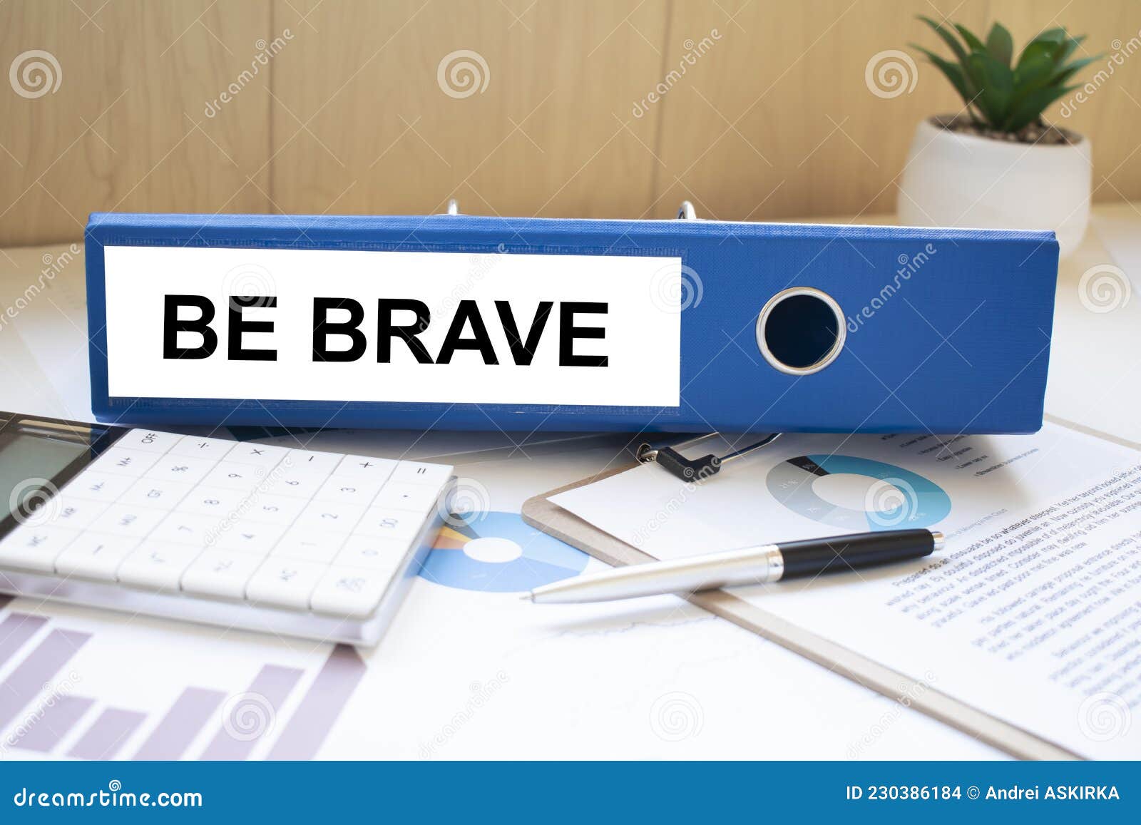 Be Brave Words on Labels with Document Binders Stock Photo - Image of ...