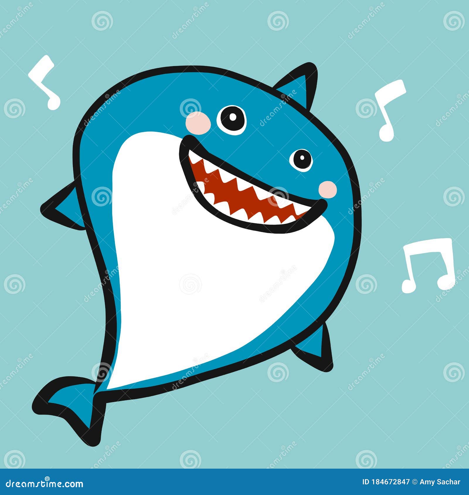 Shark Dance and Smile Cartoon Vector Stock Vector - Illustration of ...