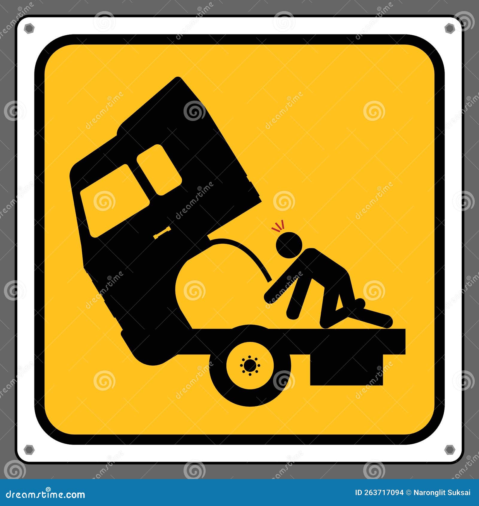 Be Careful Crush Truck Head.,sign Caution Stock Illustration ...