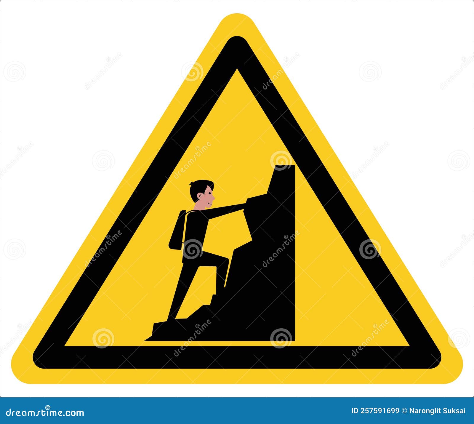 Be Careful Of Steep Slopes And Rocks.Sign Notice Cartoon Vector ...
