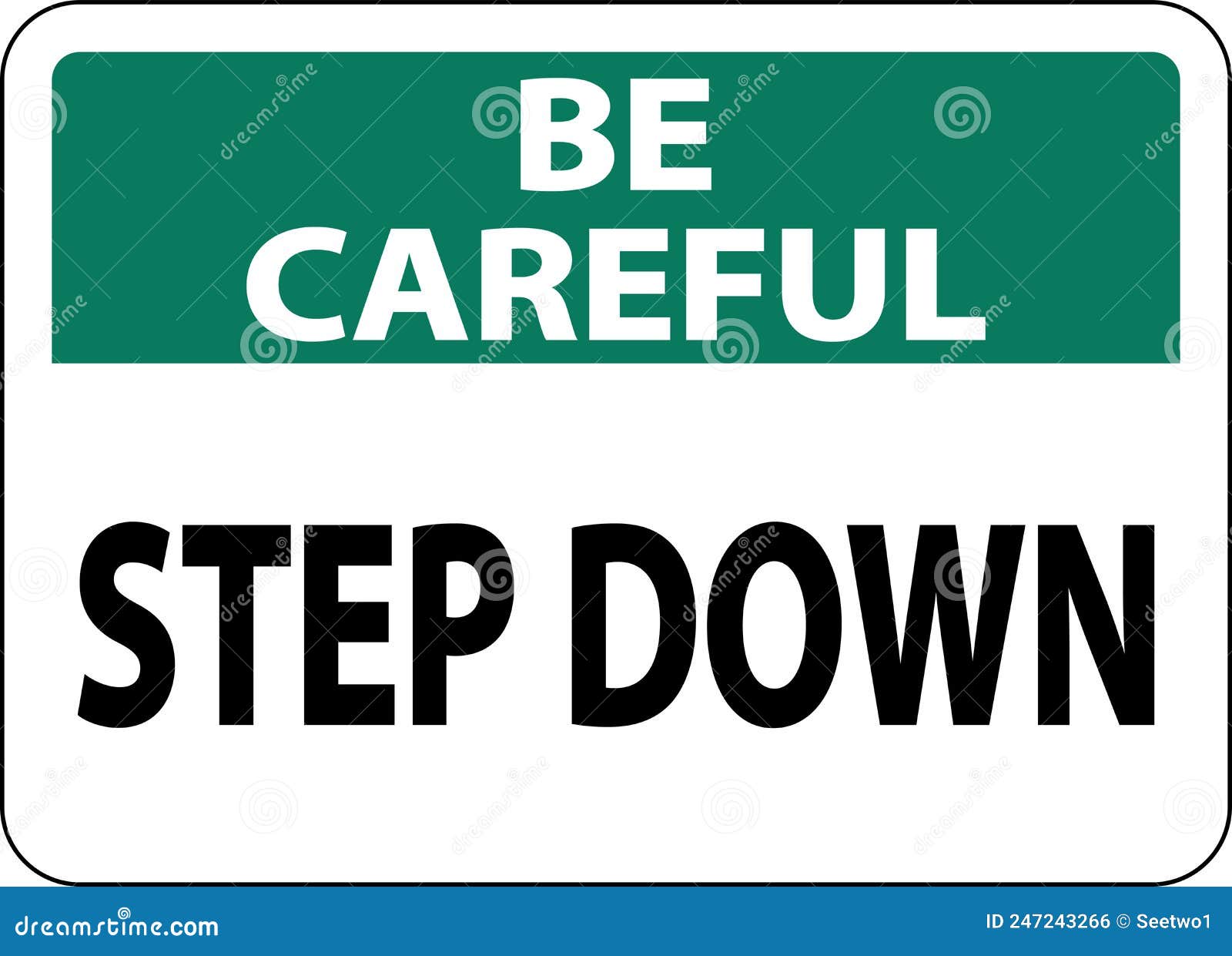 Be Careful Step Down Sign on White Background Stock Vector ...