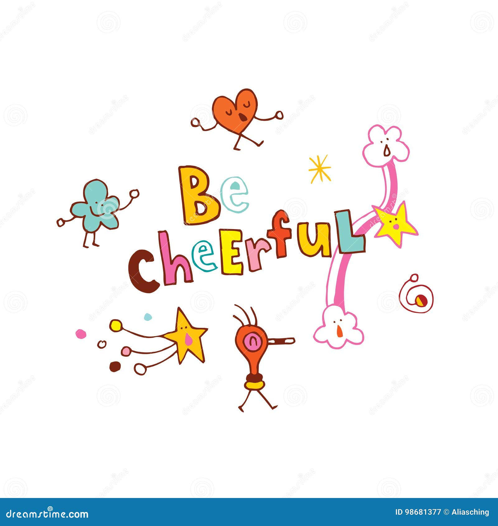 Be cheerful stock vector. Illustration of heart, positive - 98681377