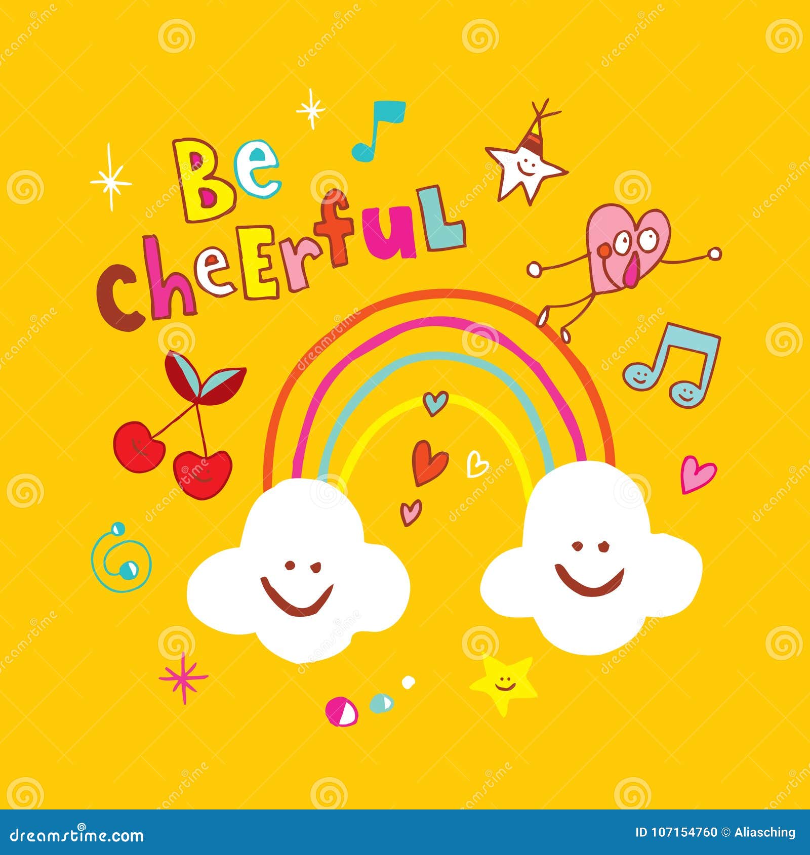 Be cheerful cartoon design stock vector. Illustration of vector - 107154760