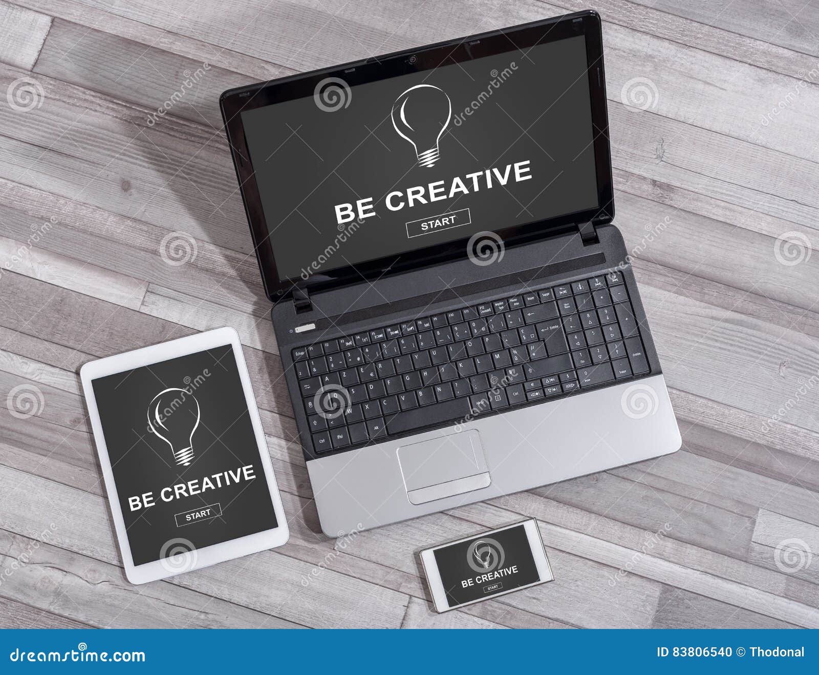 Be Creative Concept on Different Devices Stock Photo - Image of ...
