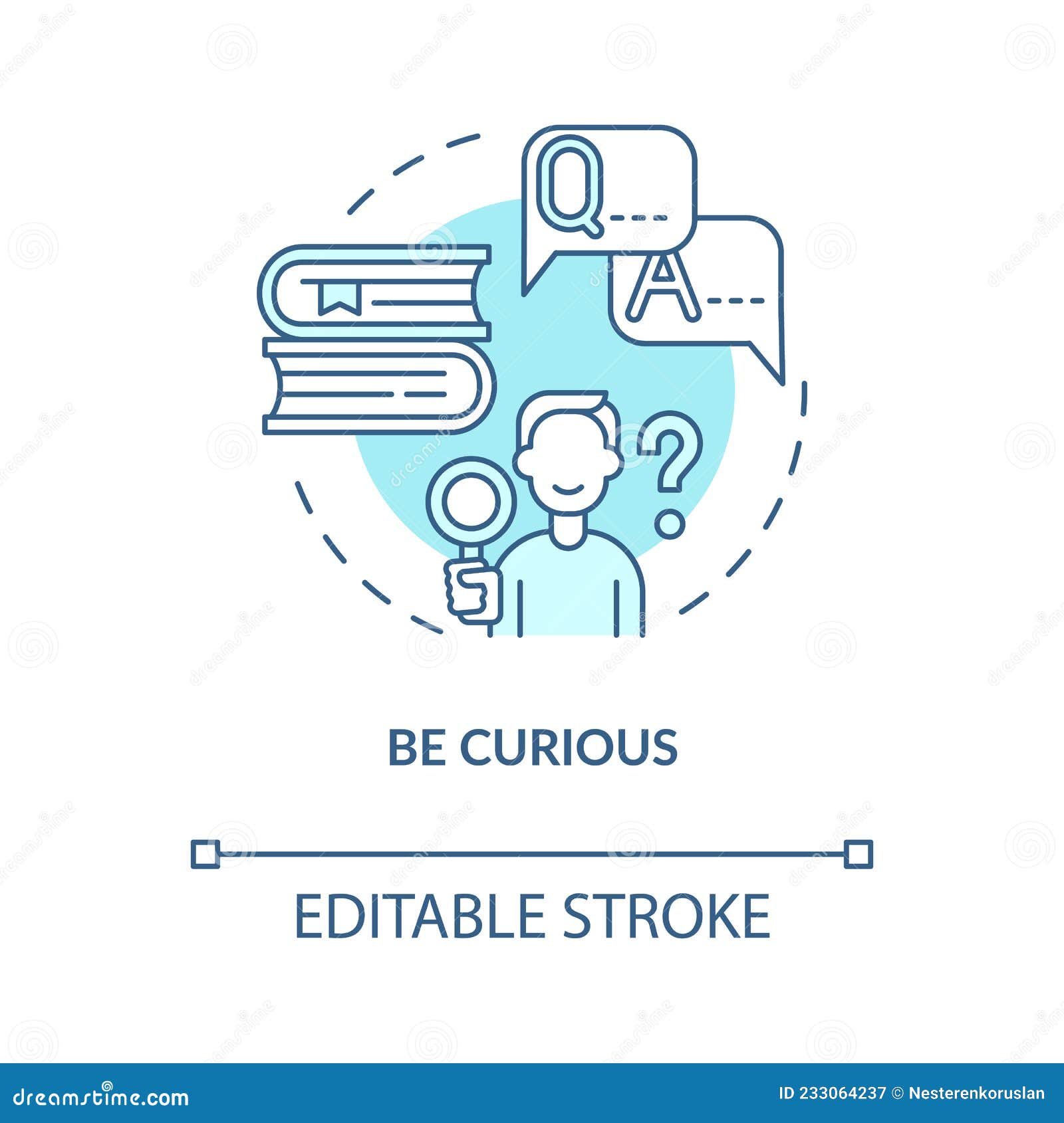 Be Curious Blue Concept Icon Stock Vector - Illustration of drawing ...