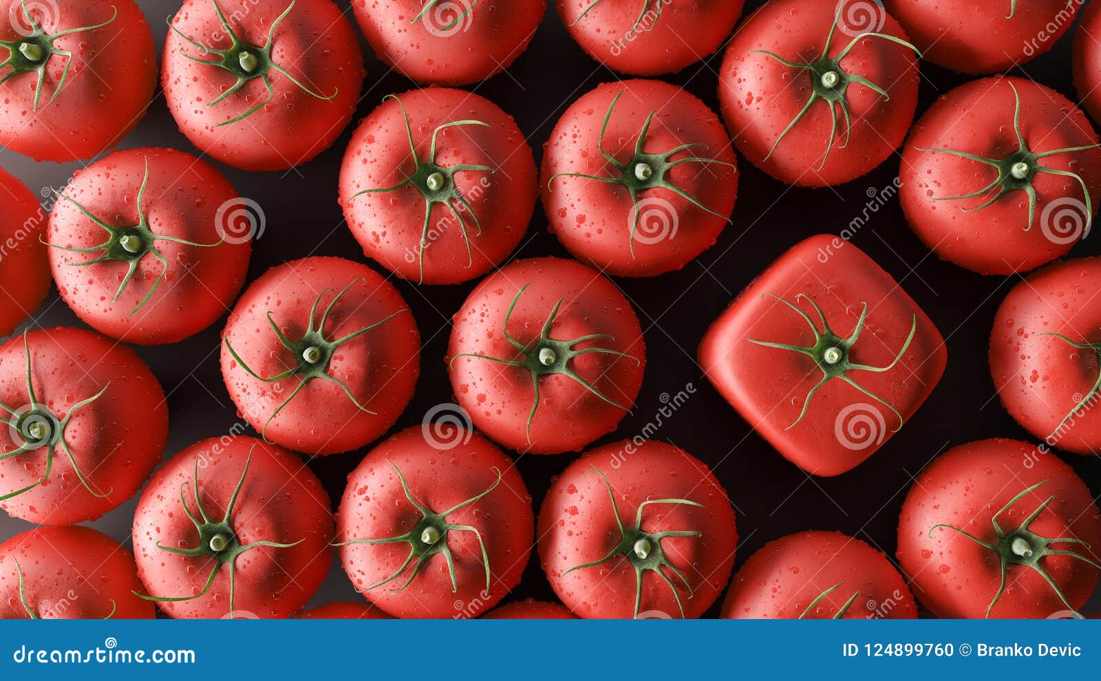 Be a Different Concept, Cube Tomatoes, 3d Render Stock Illustration ...