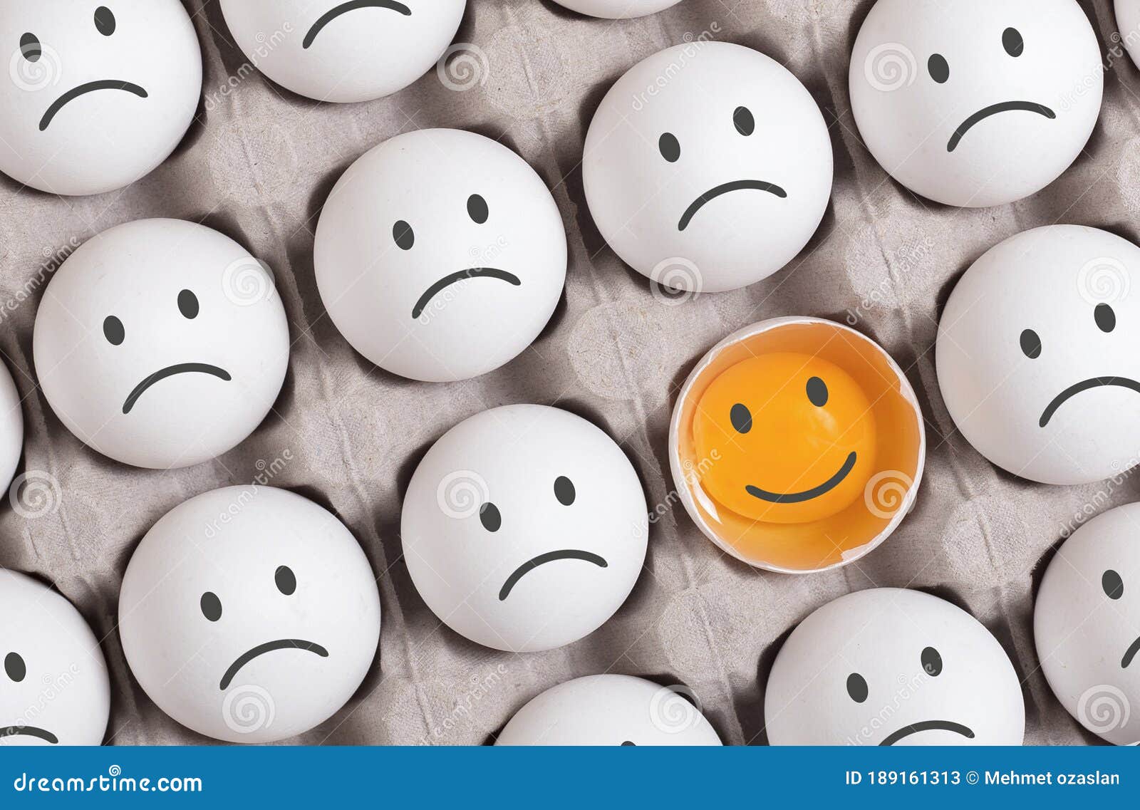 Be Different Concept. Sad Smileys and One Smiling Face Stock Image ...