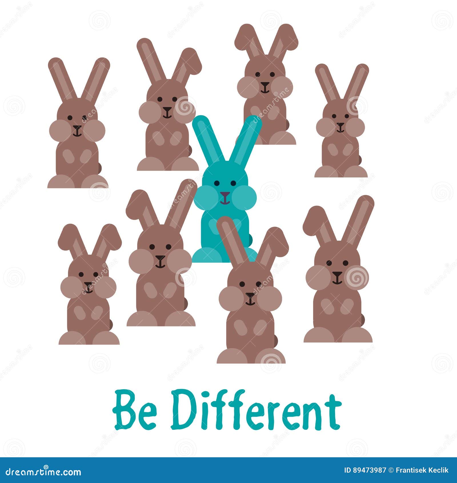 Be Different Illustration Template with Bunnies. Stock Vector ...