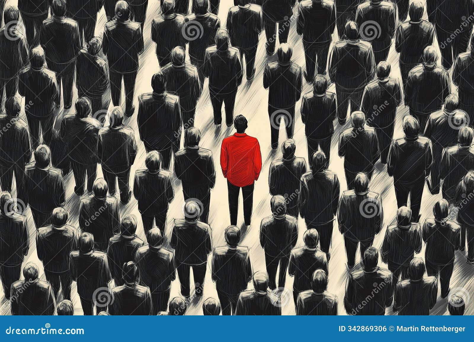 Be Different - Man with Red Jacket Stock Illustration - Illustration of ...