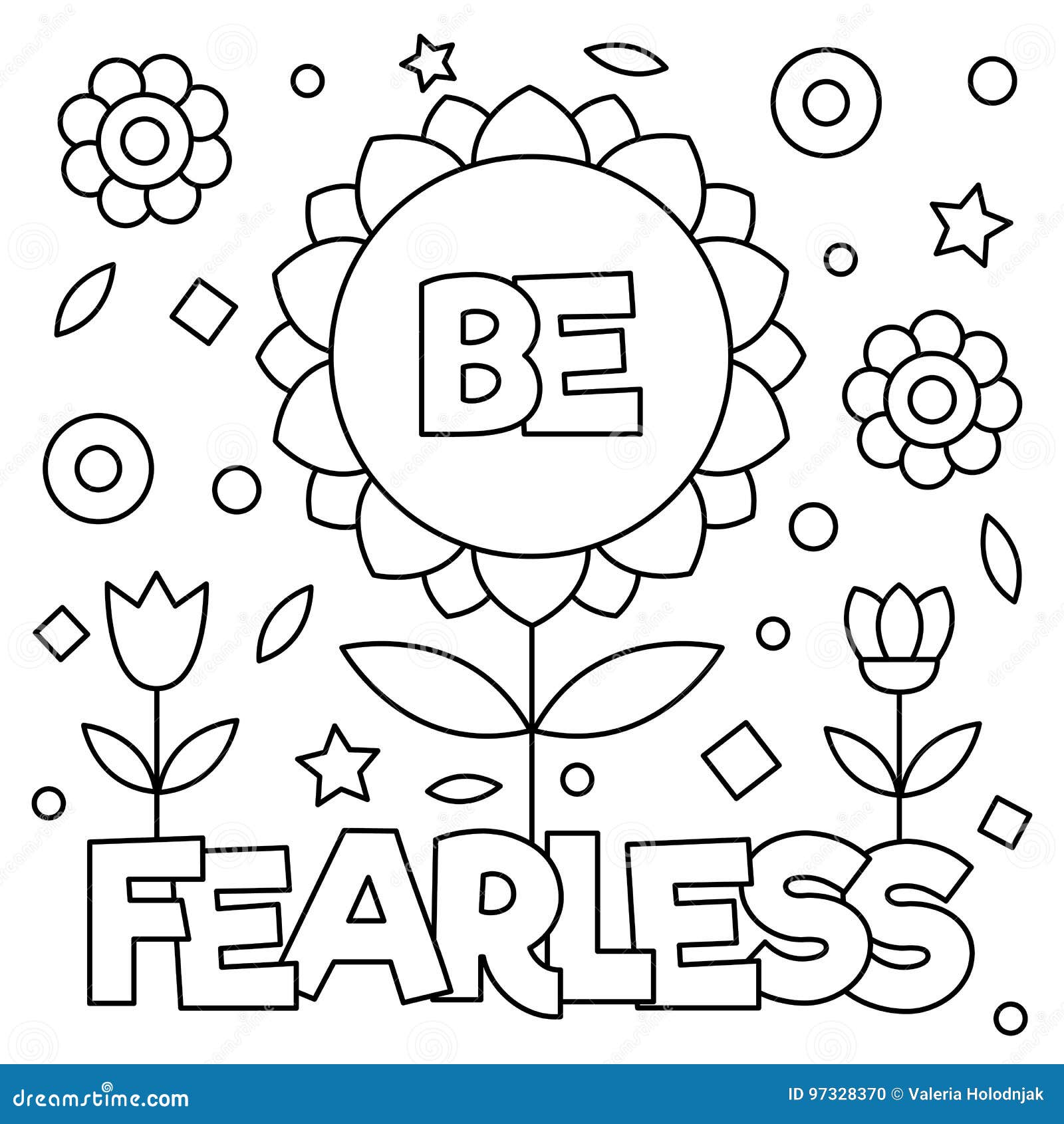 Be Fearless. Coloring Page. Vector Illustration. Stock Vector ...