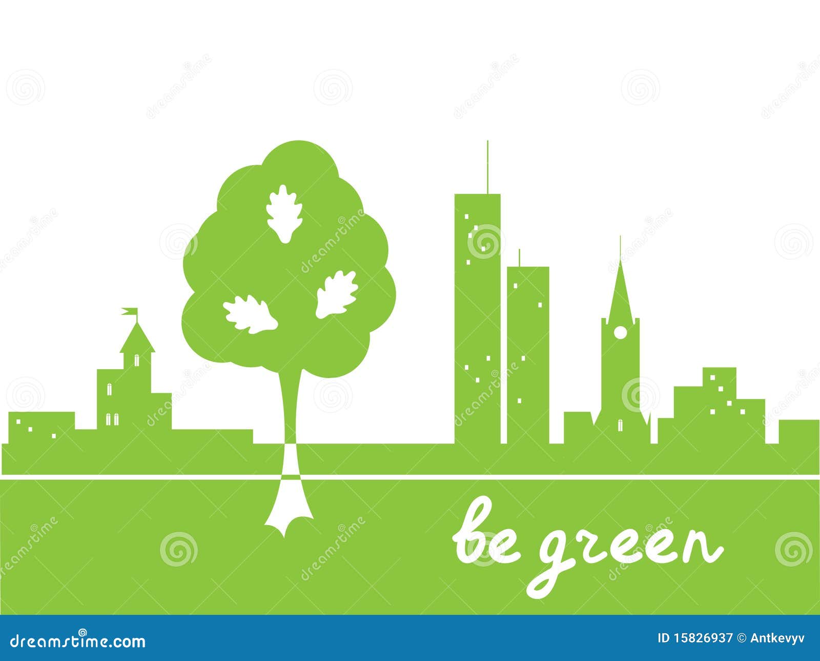 Be green stock vector. Illustration of house, silhouettes - 15826937