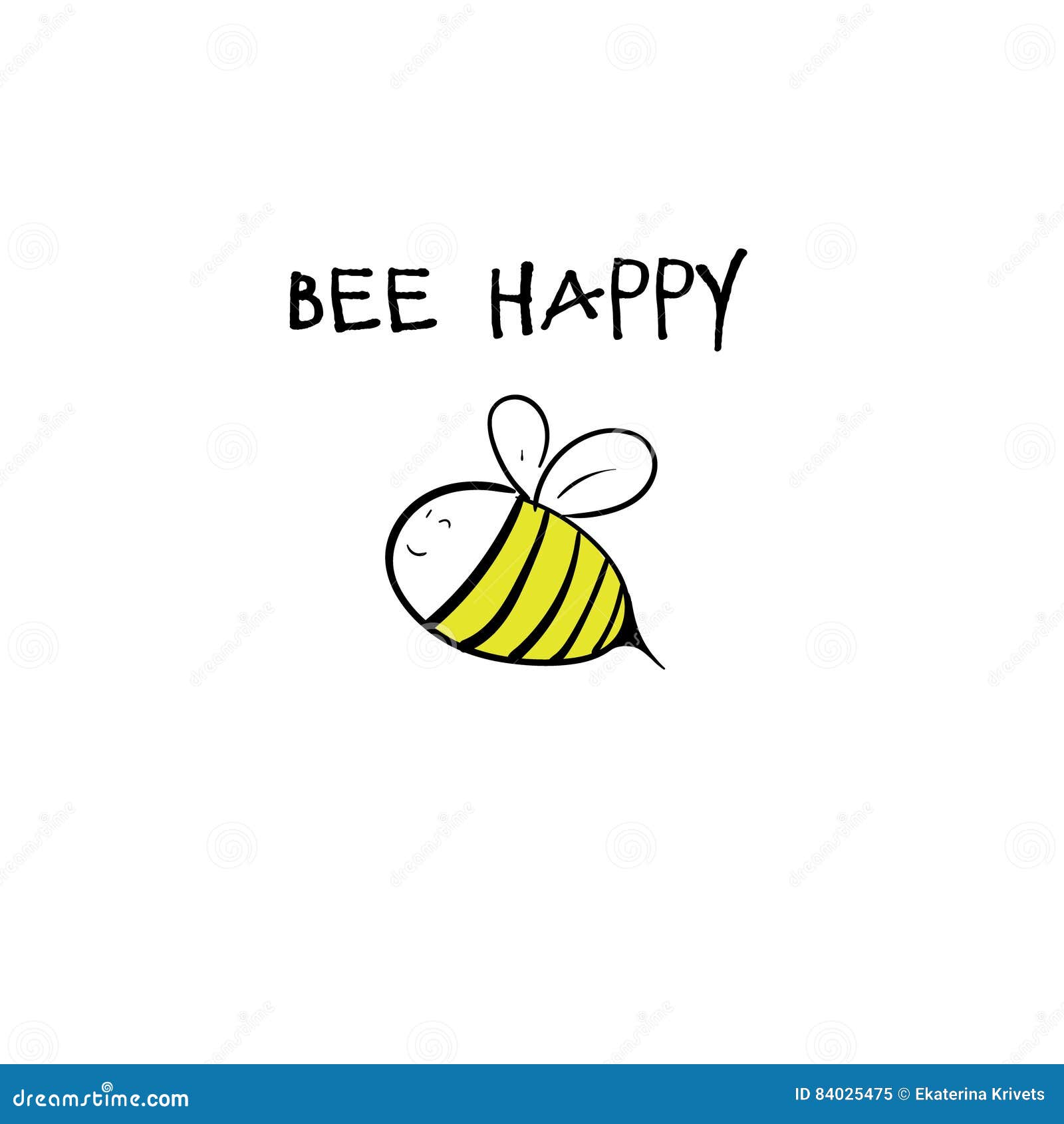 Be Happy Concept. Bee with Lettering Stock Illustration - Illustration ...