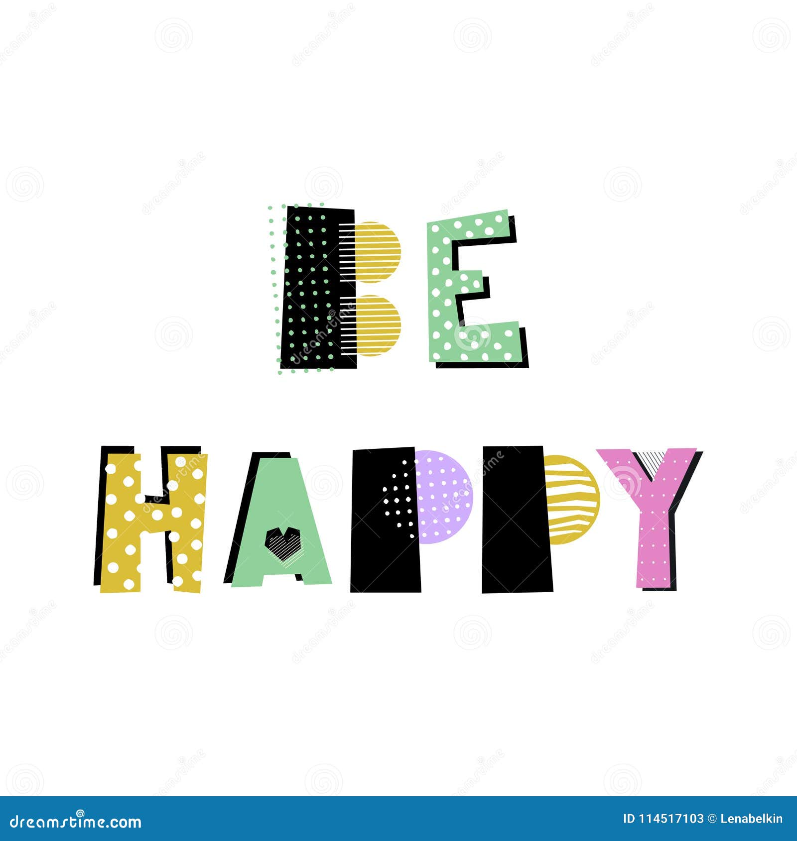 Be Happy Creative Lettering Stock Vector - Illustration of decor, text ...