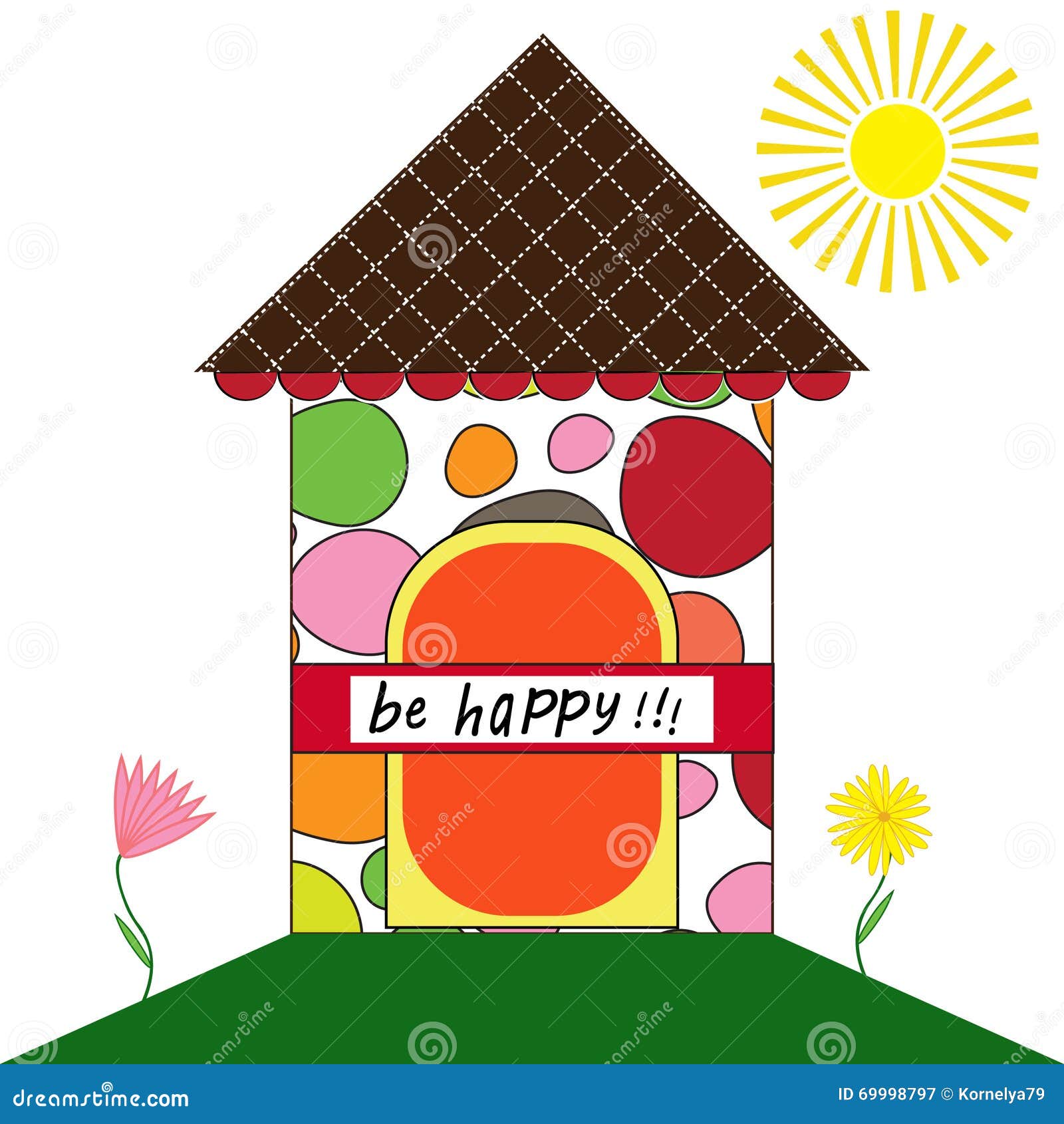 Be Happy House Greeting Card Stock Vector - Illustration of funny ...
