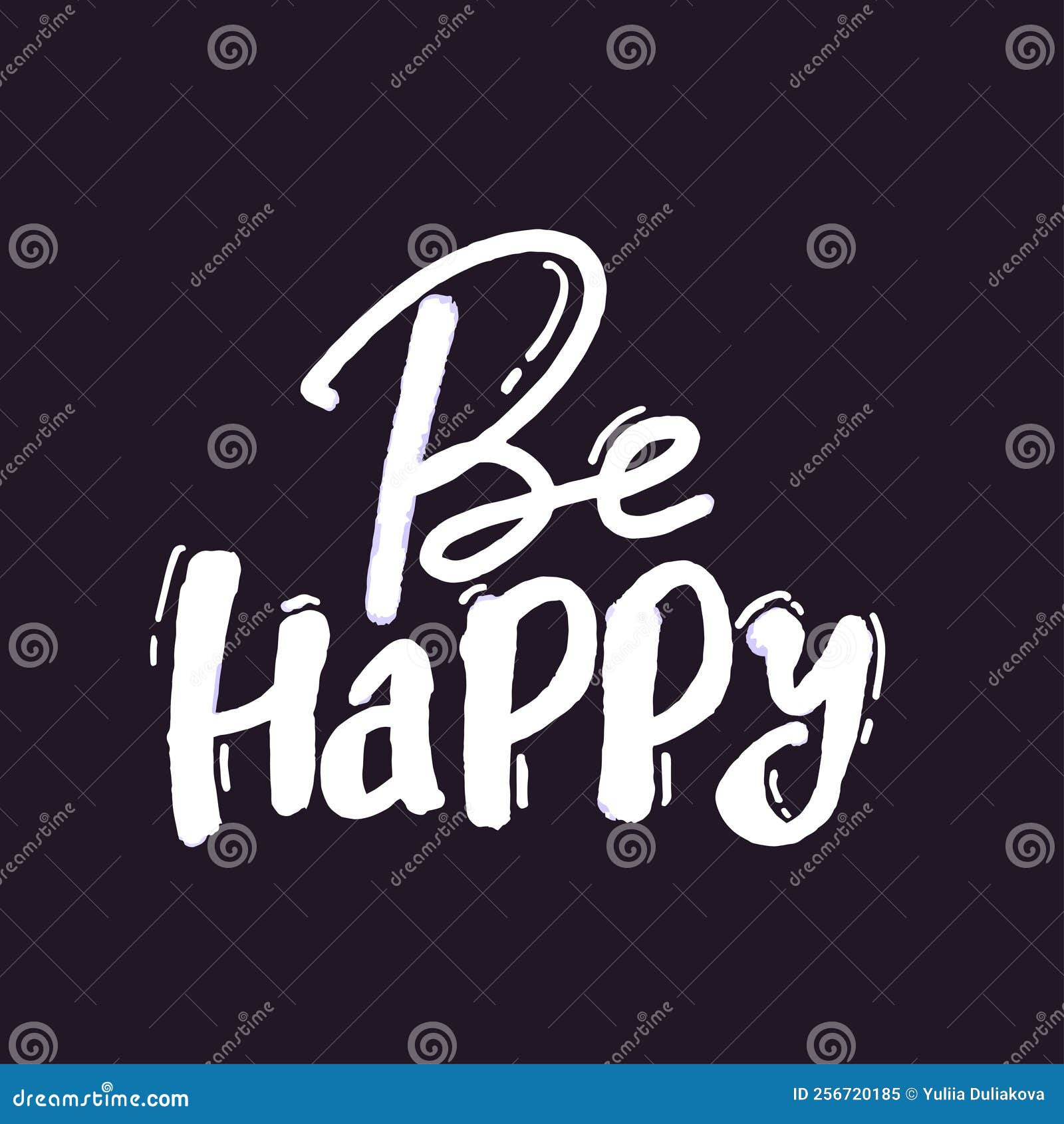 Be Happy Lettering Sticker Isolated on Black Stock Vector ...