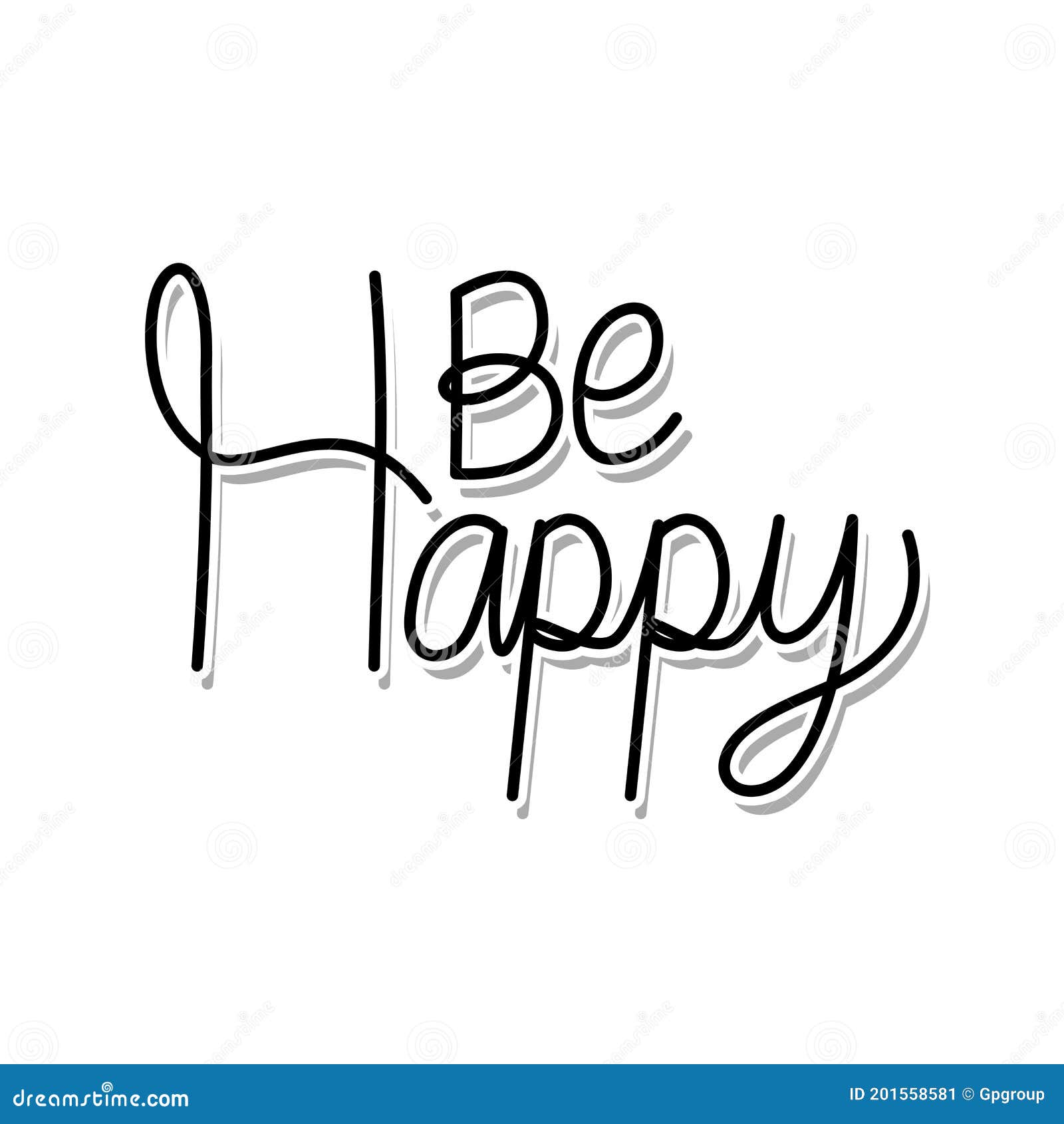 Be Happy Lettering on White Background Stock Vector - Illustration of ...