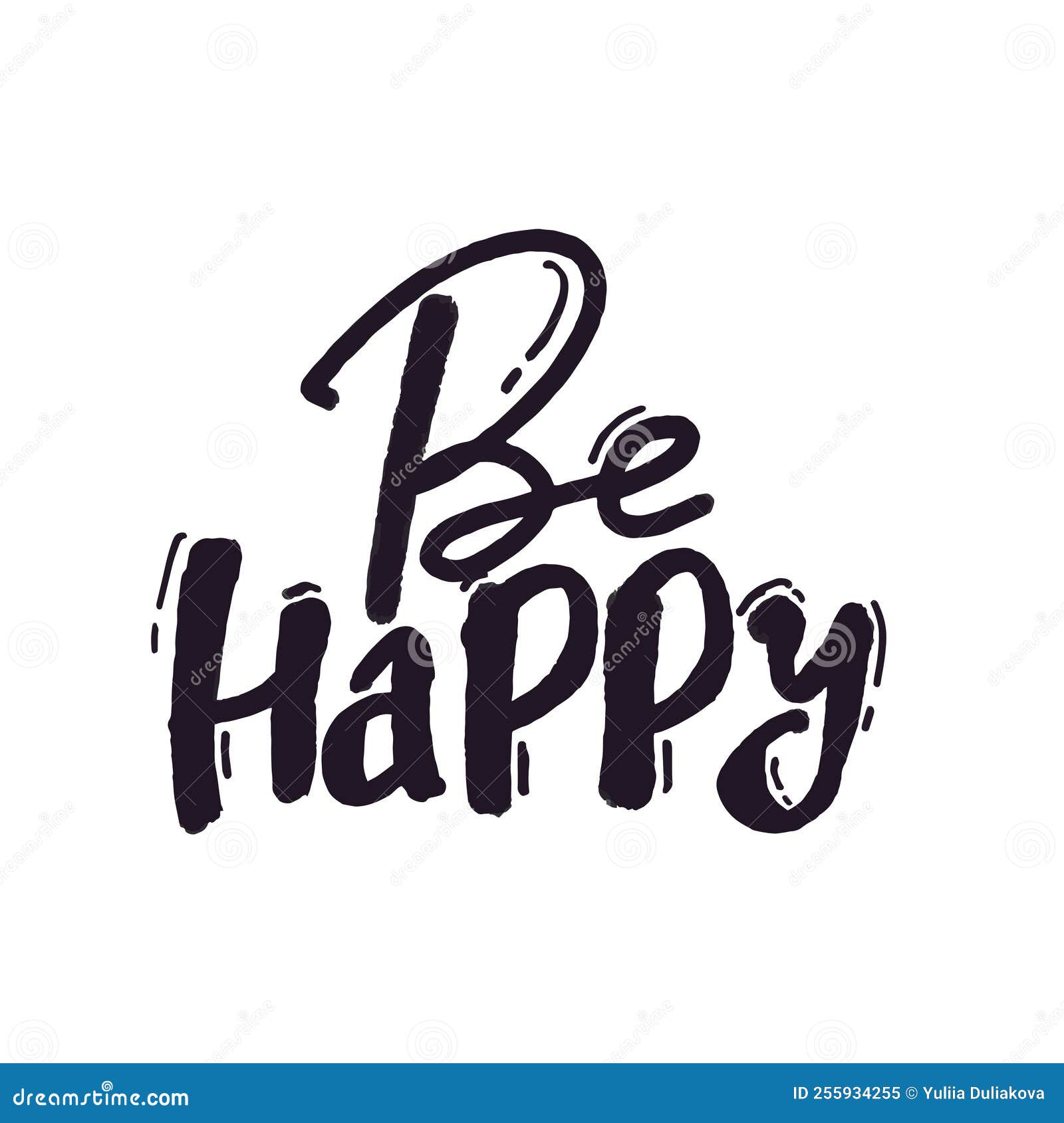 Be Happy Lettering White Isolated on White Stock Vector - Illustration ...