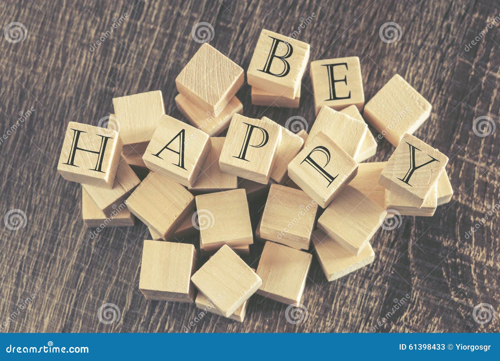 Be Happy Message Formed with Wooden Blocks Stock Image - Image of ...