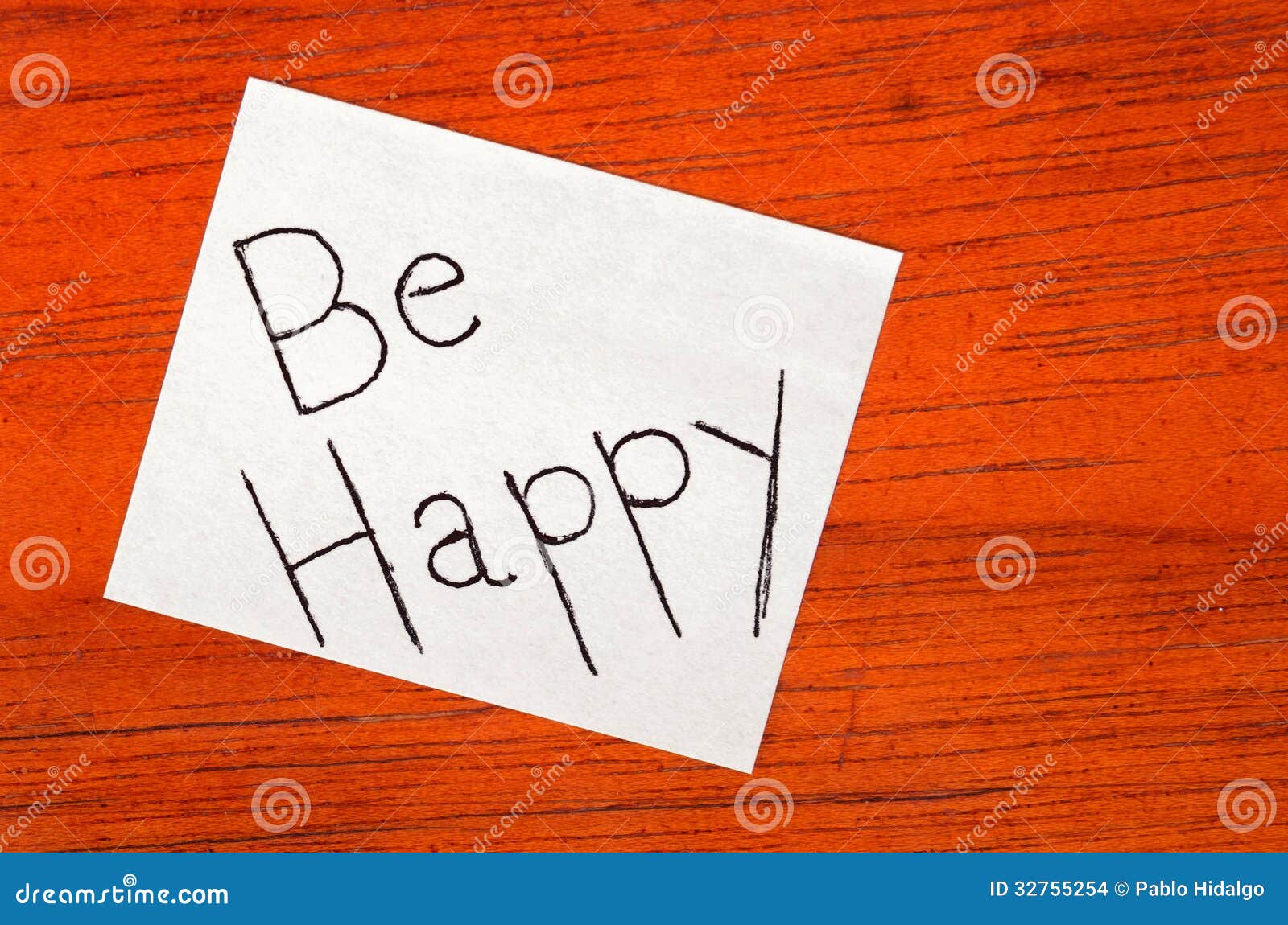 Be Happy- Post it Note on Wood Background Stock Photo - Image of ...