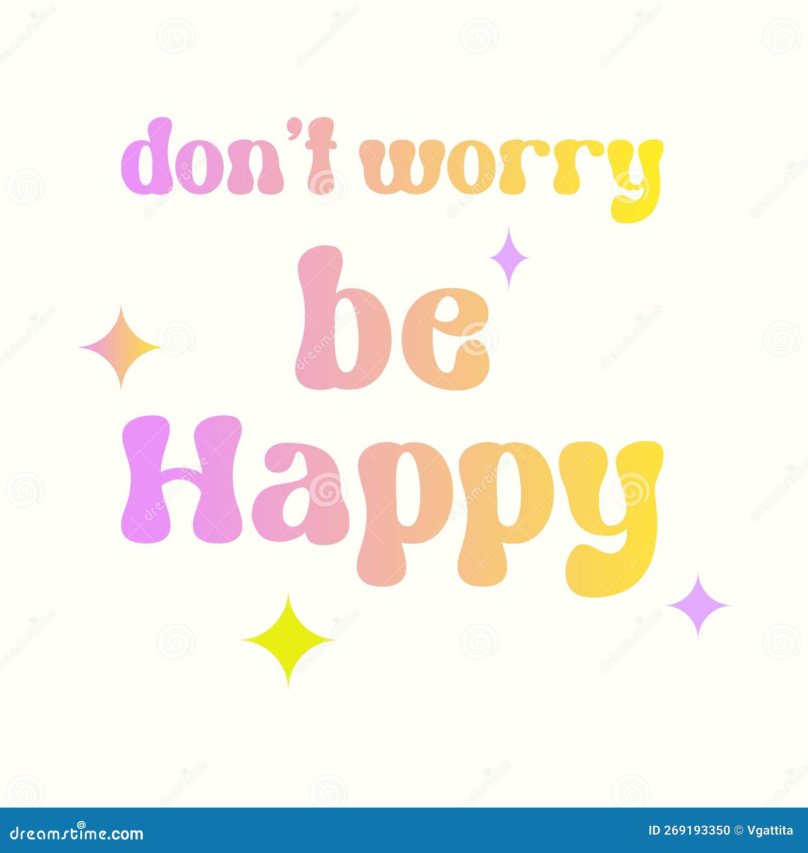 Be Happy Text Pastel Gradient Color Groovy Style Stock Vector ...