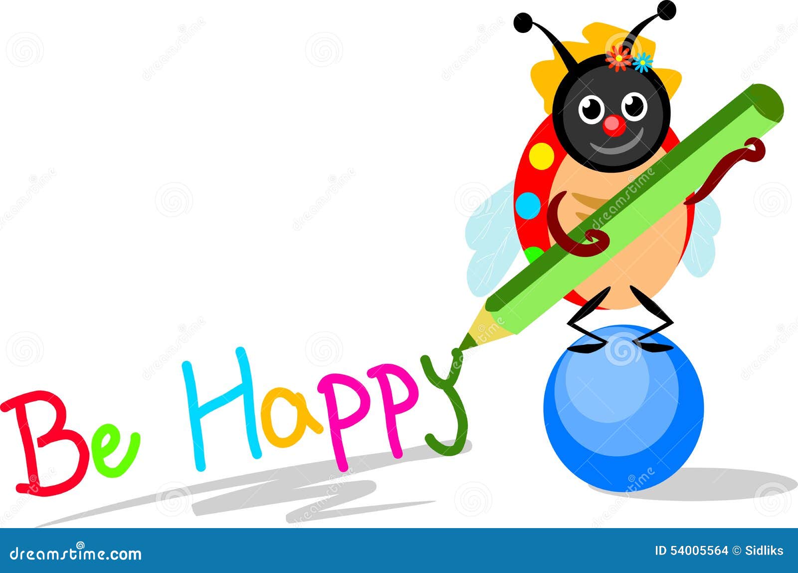 Be Happy stock vector. Illustration of green, pink, child - 54005564