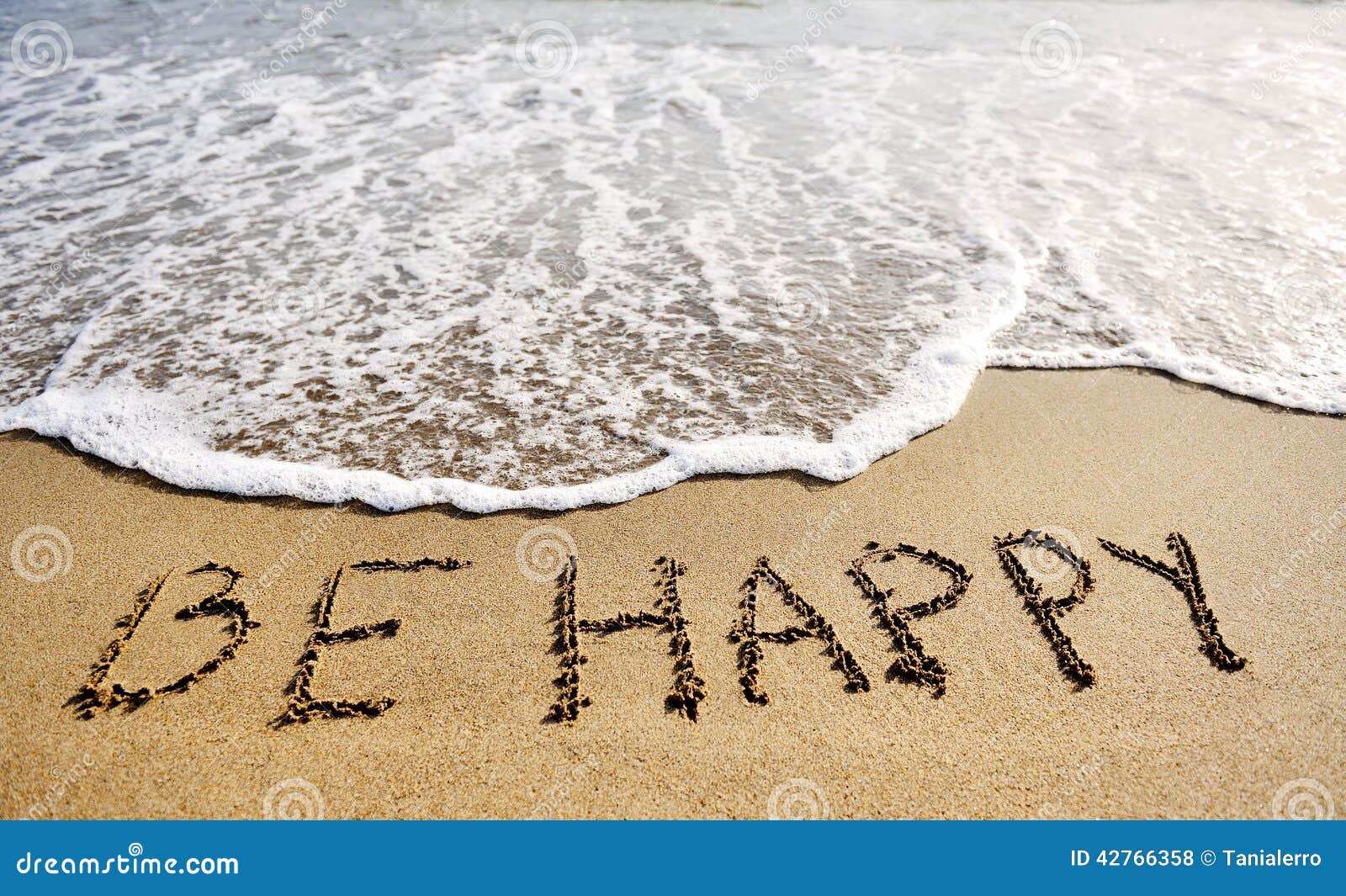Be Happy Words Written on Beach Sand-positive Thinking Concept Stock ...