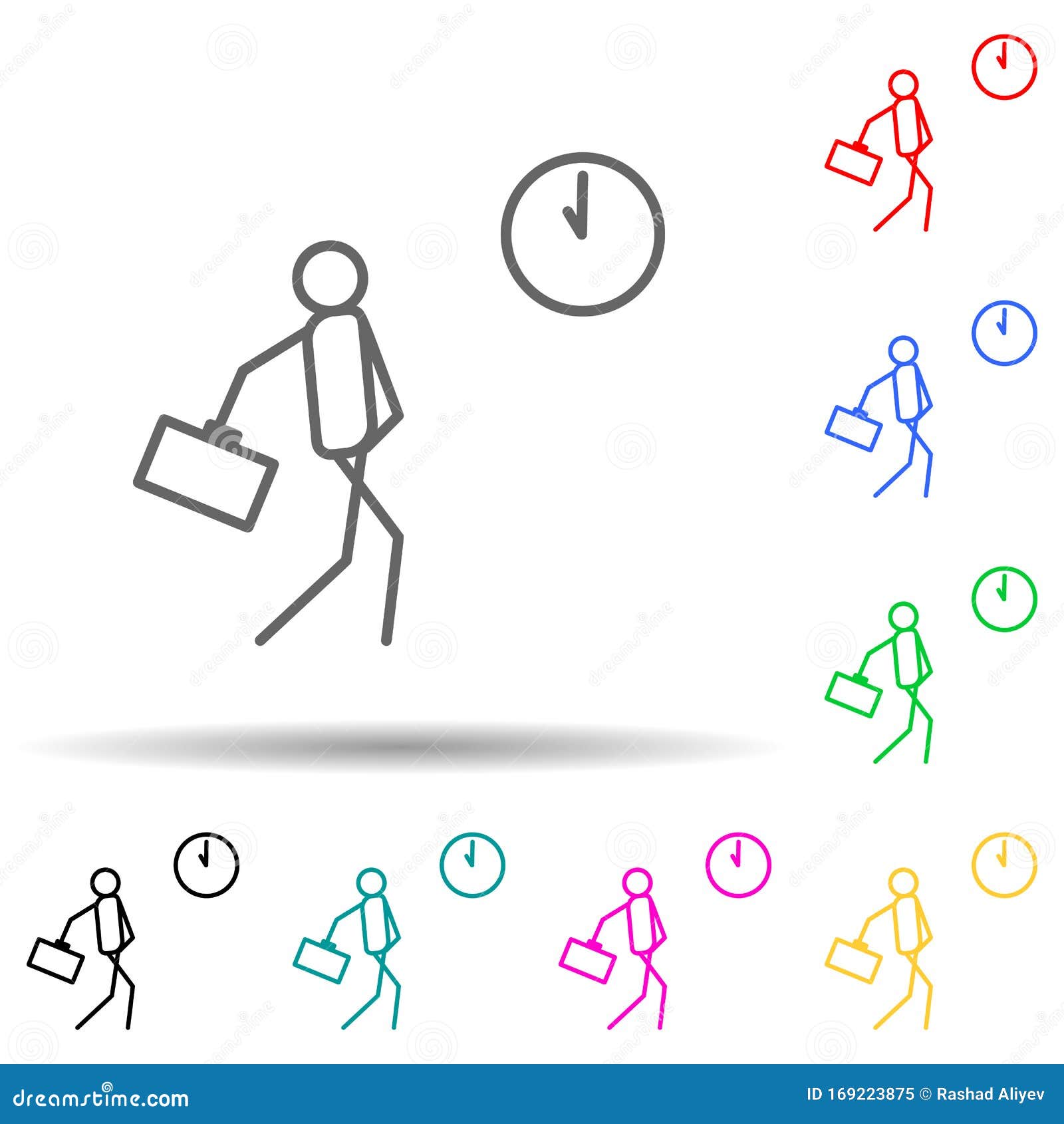 Be Late For Work Outline Multi Color Style Icon Simple Thin Line Outline Vector Of Lazy Icons
